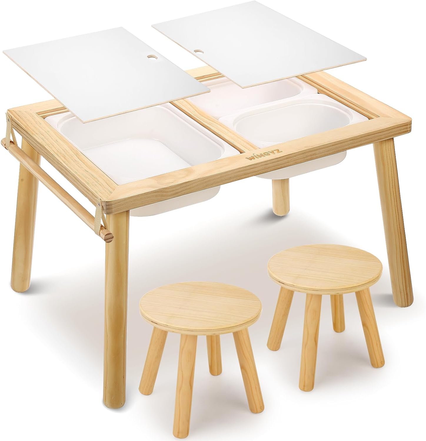 Sensory Table and Chair Set, 3 in 1 Kids Table for Play Study Art ...
