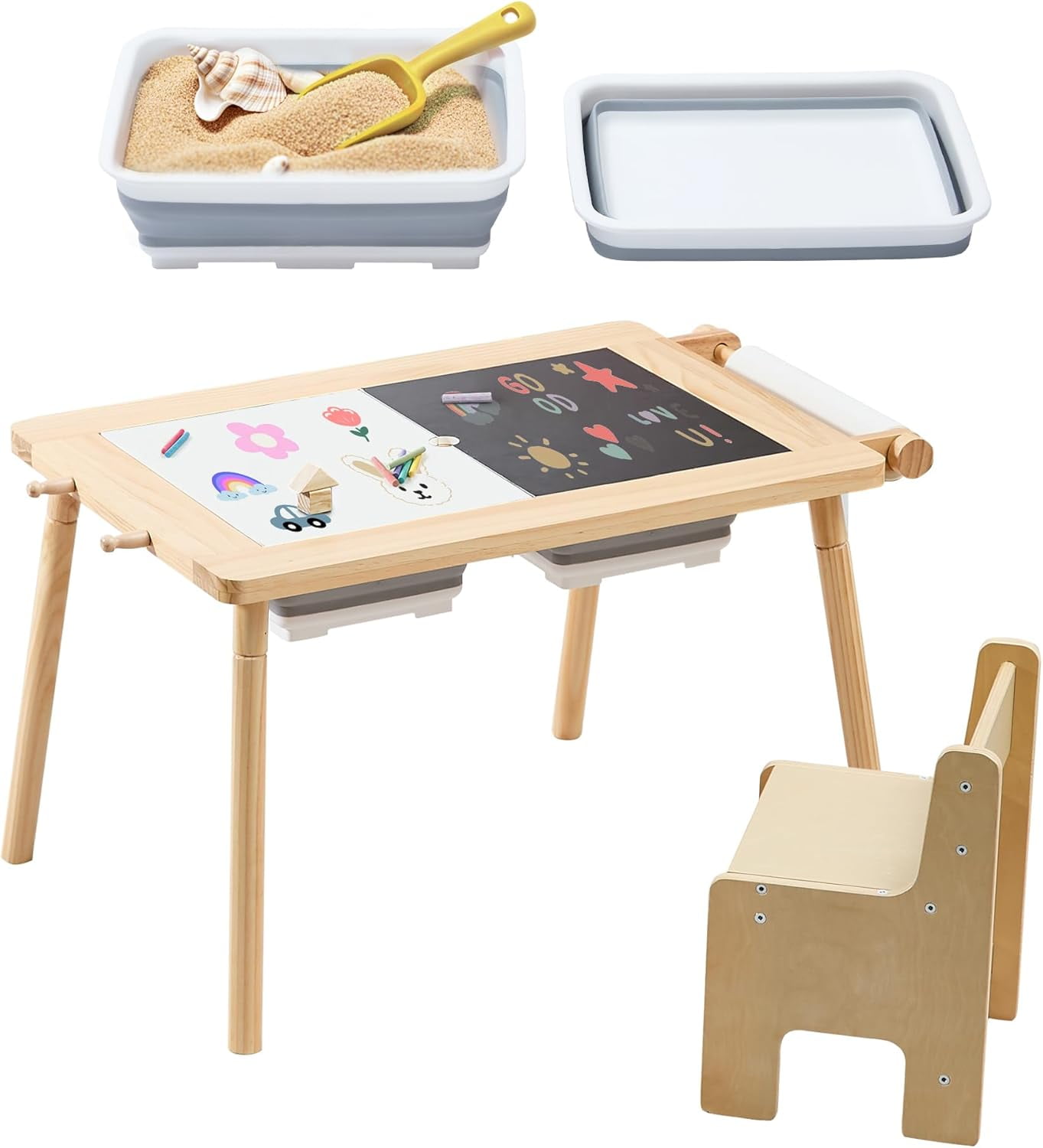 Sensory Table for Toddlers, Multi-Activity Table and Chair Set with ...