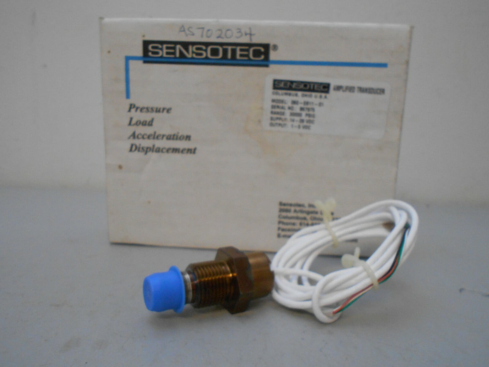 Sensotec Amplified Transducer 060-E811-01 30000 PSIG 14-28 VDC 1-5 VCD ...
