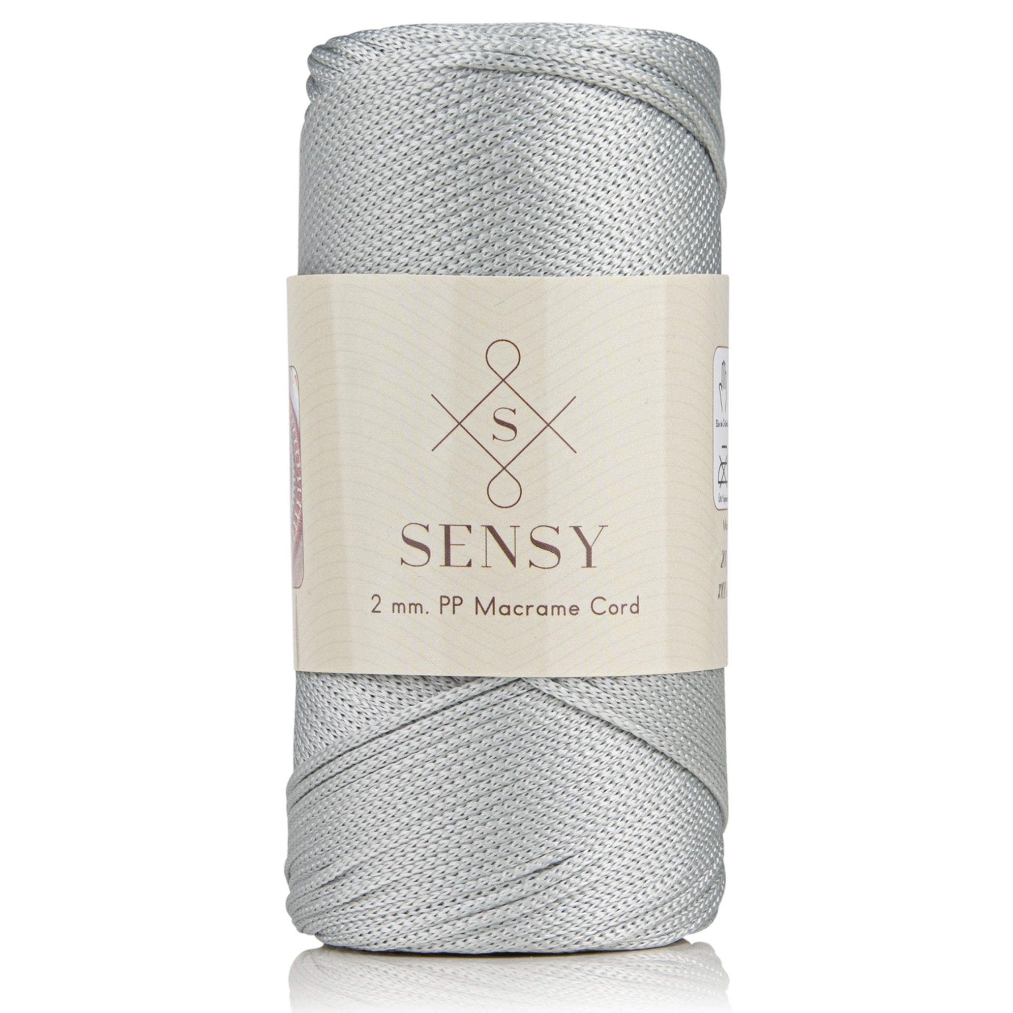 SENSY Polyester Rope, 2mm Silver Cord, 251 Yards Macrame Crochet Thread ...