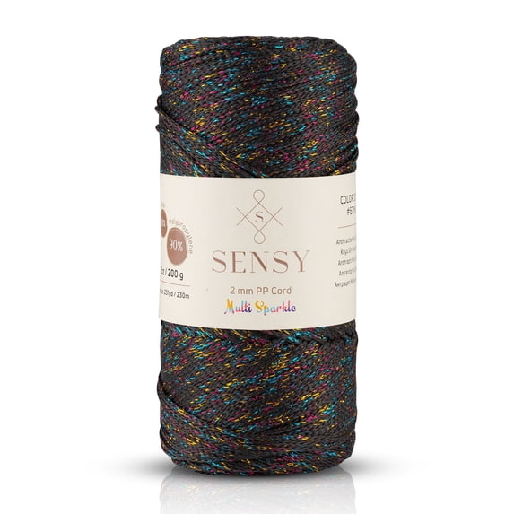 Sensy Premium 2mm 251 Yards Sparkle Polyester Rope 90% Polypropylene 10 ...