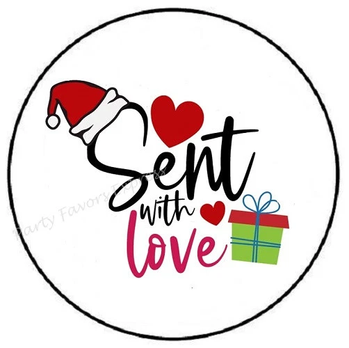 Sent With Love Christmas Stickers Party Favors Phone Decal Water Bottle ...