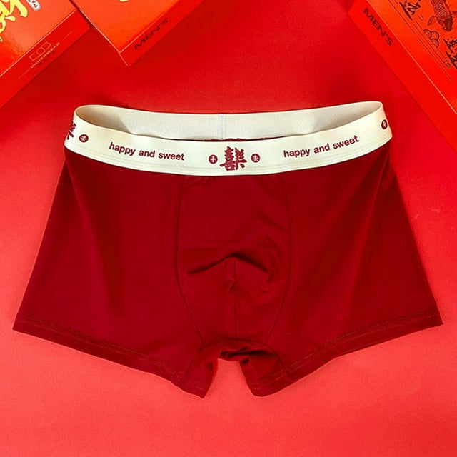 Sentaili Men Red Boxer Briefs Underwear Cotton Breathable Underpants ...