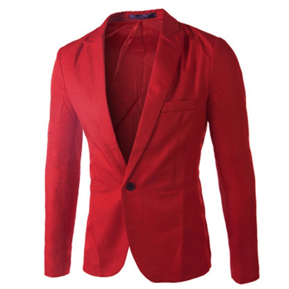 Sentaili Mens Formal Business Blazer Jacket Wedding Party Button Smart ...