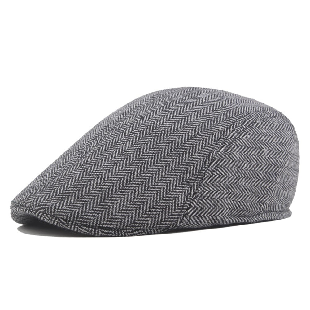 Sentaili Mentweed Flat Cap Baker Boy Hat Herringbone Newsboy Beret Hat ...