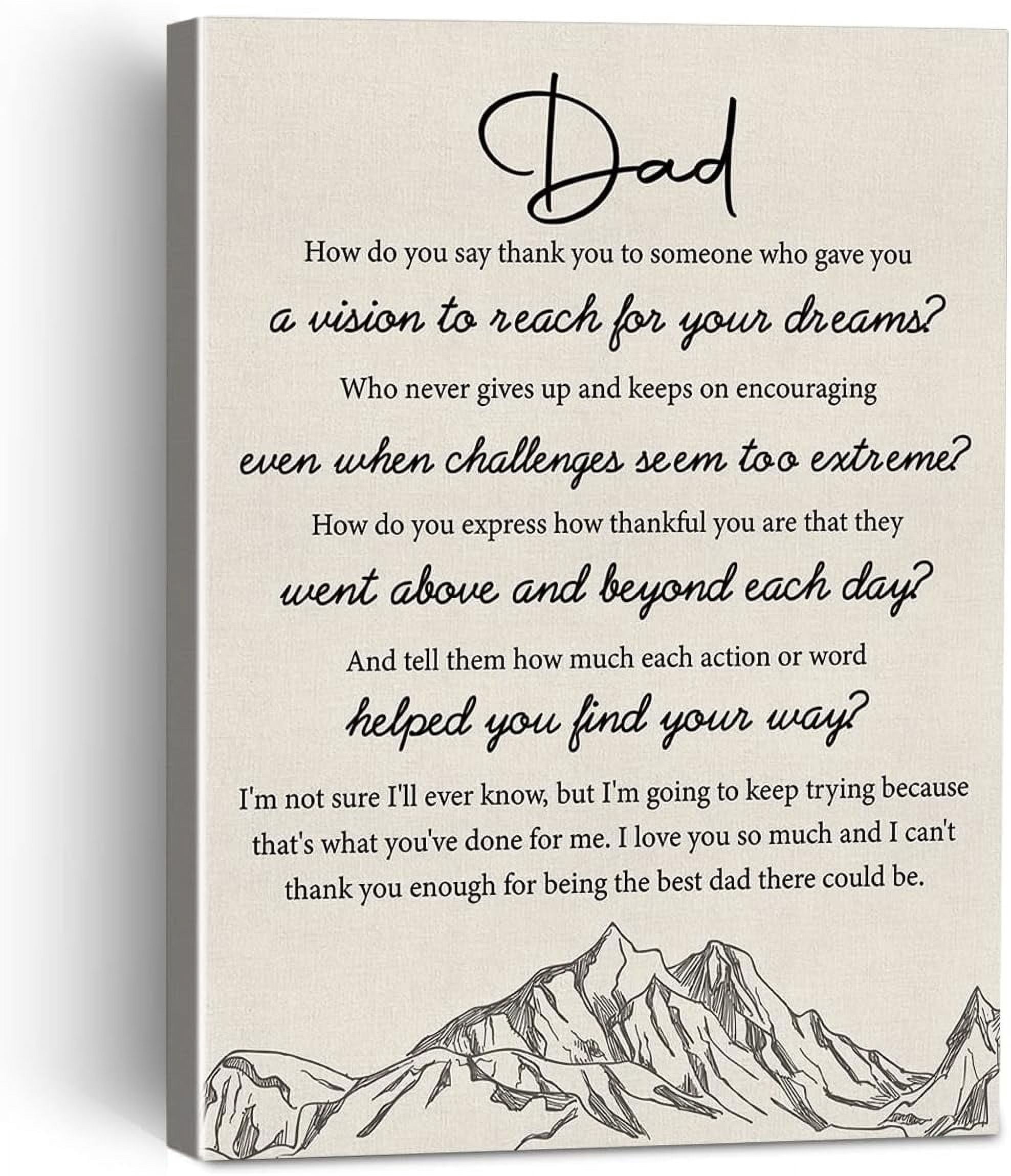 Sentimental Dad Gift Canvas Painting Framed Wall Art Decor for Home ...