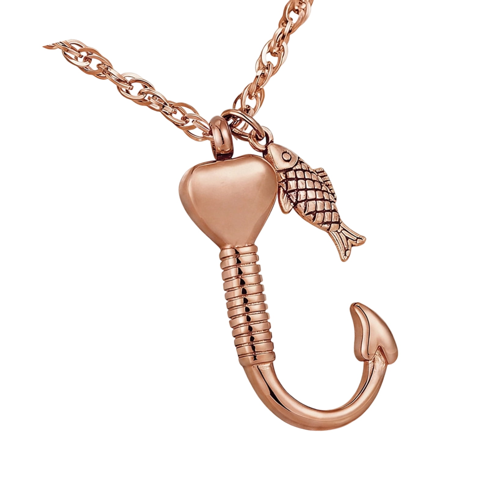 Sentimental Love Heart Fish Hook Cremation Pendants Stainless Steel ...
