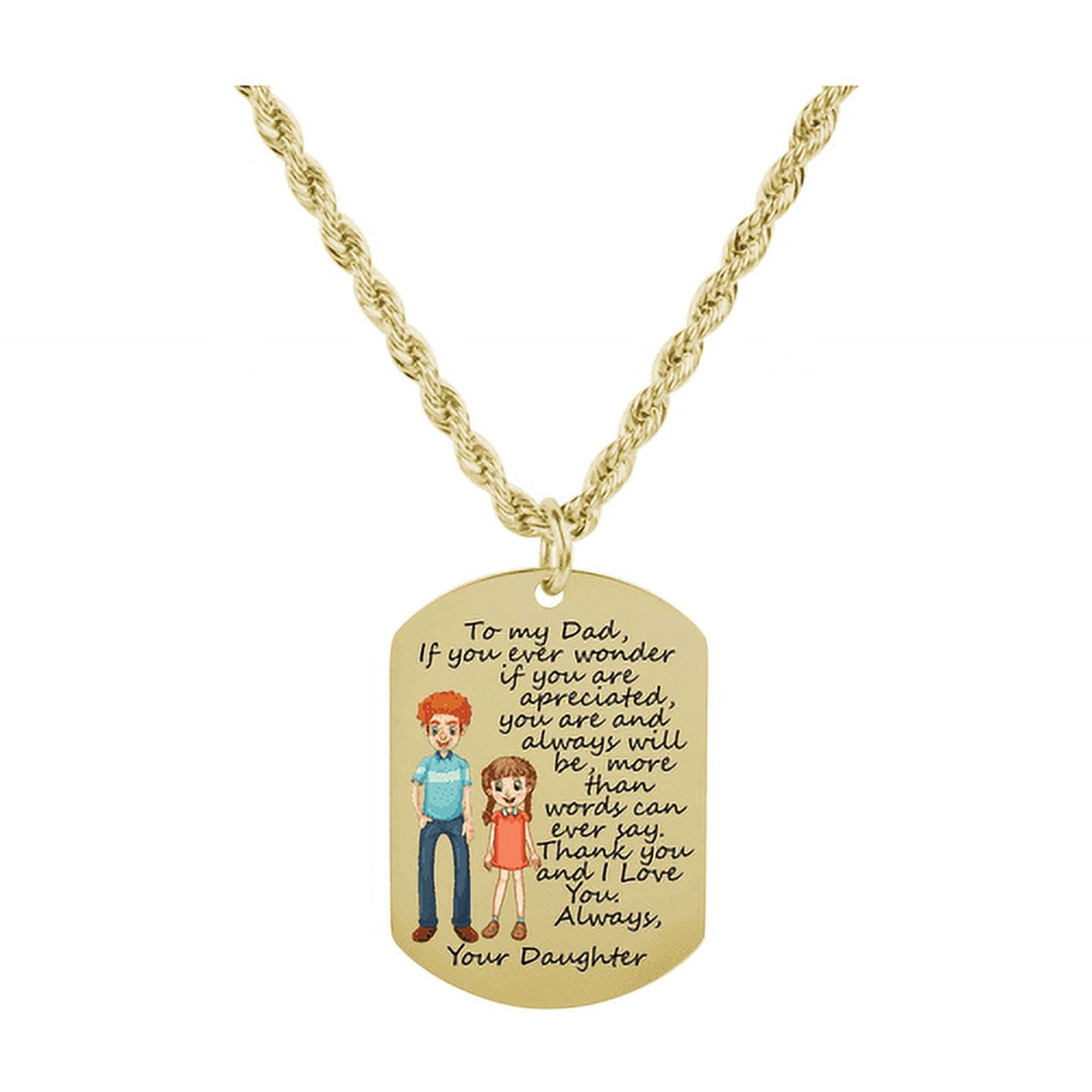 Sentimental Tag Necklace By Pink Box TO DAD FROM DAUGHTER GOLD ...