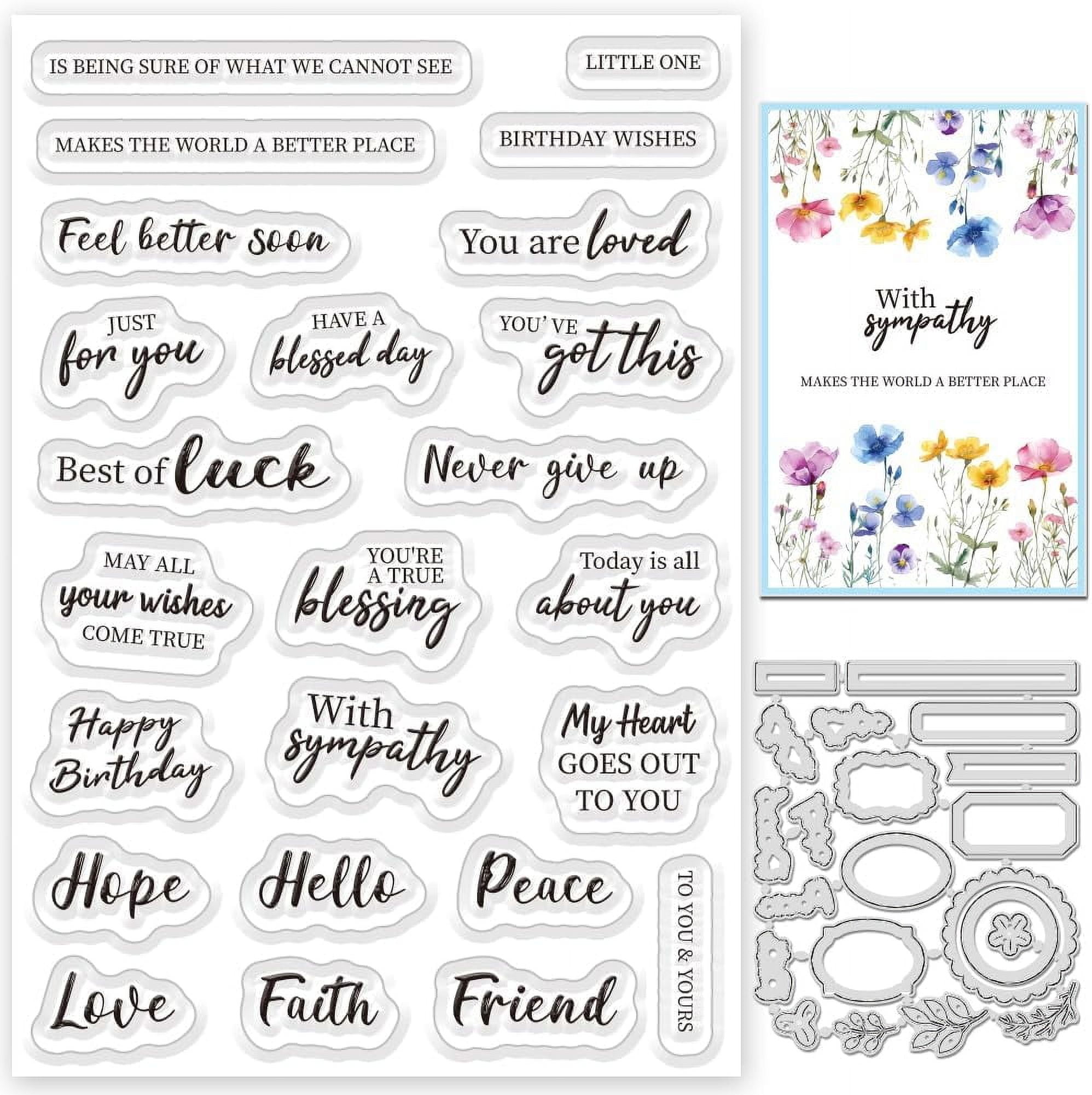 Sentiments Clear Stamps and Metal Cutting Dies for Card Making Greeting ...
