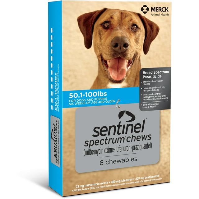 Sentinel Spectrum Chews for Dogs, 50.1-100lbs (Blue Box ) - Walmart.com