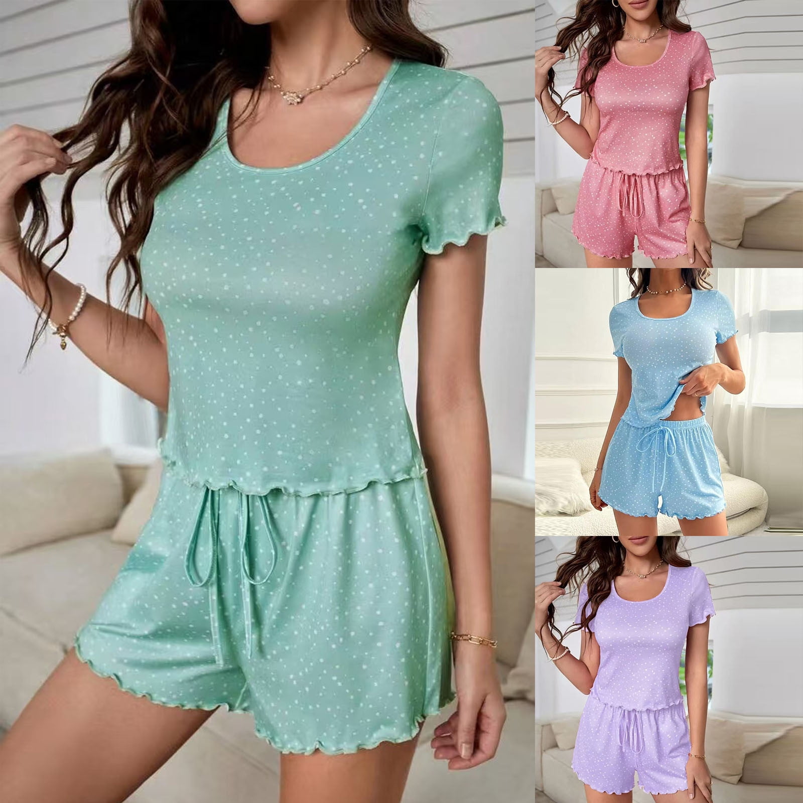 Sentmoon 2 PCS Sleep Dress for Women Collar Plus Size Pajamas for Women ...