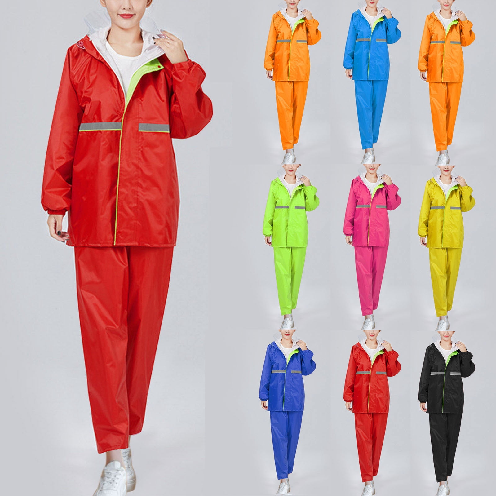 Sentmoon 2 Pieces Set Rain Jacket Men and Rain Pants Women with Hood ...