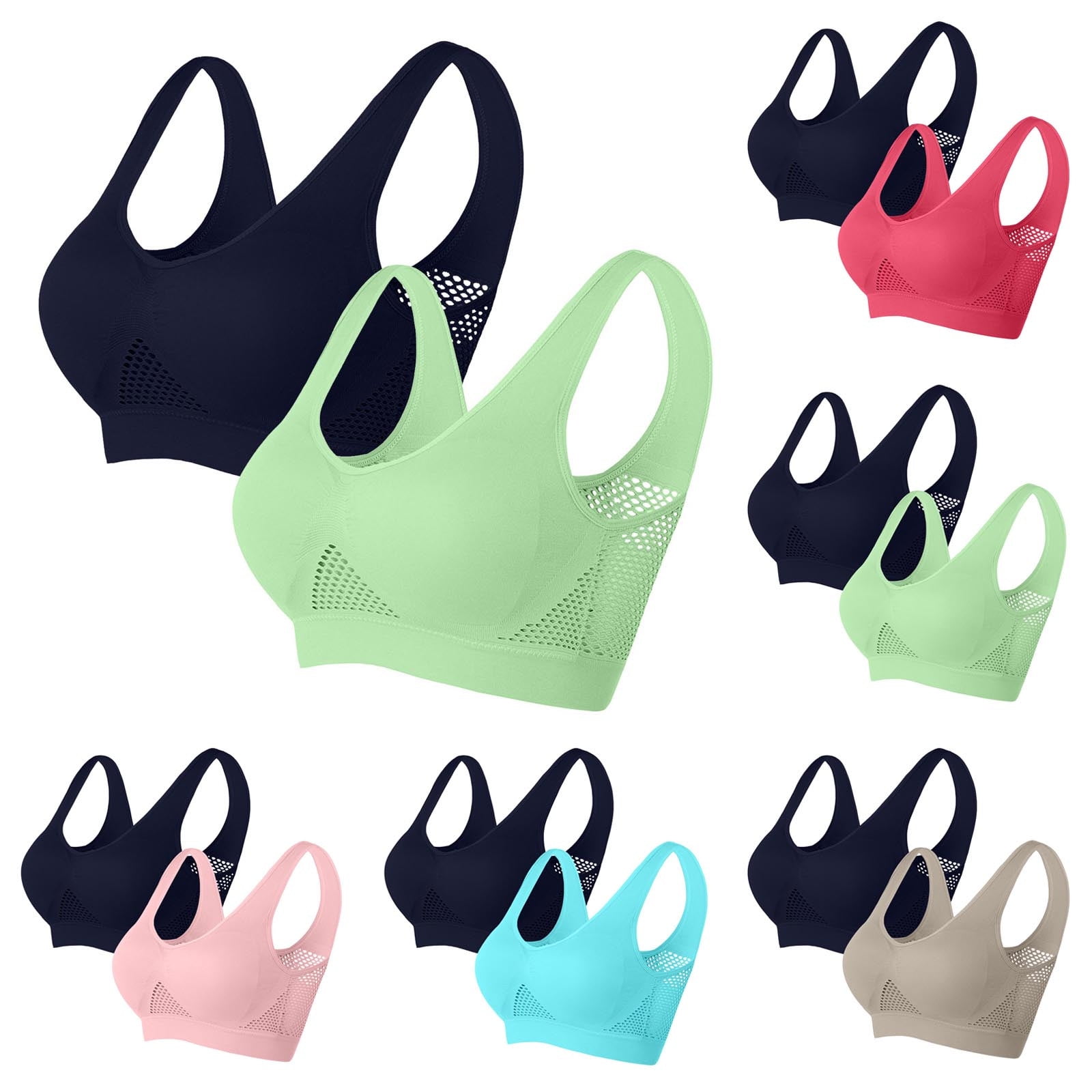 Sentmoon 2 Pieces Women Sports Bras Buttery Soft Wireless Bras Seamless ...