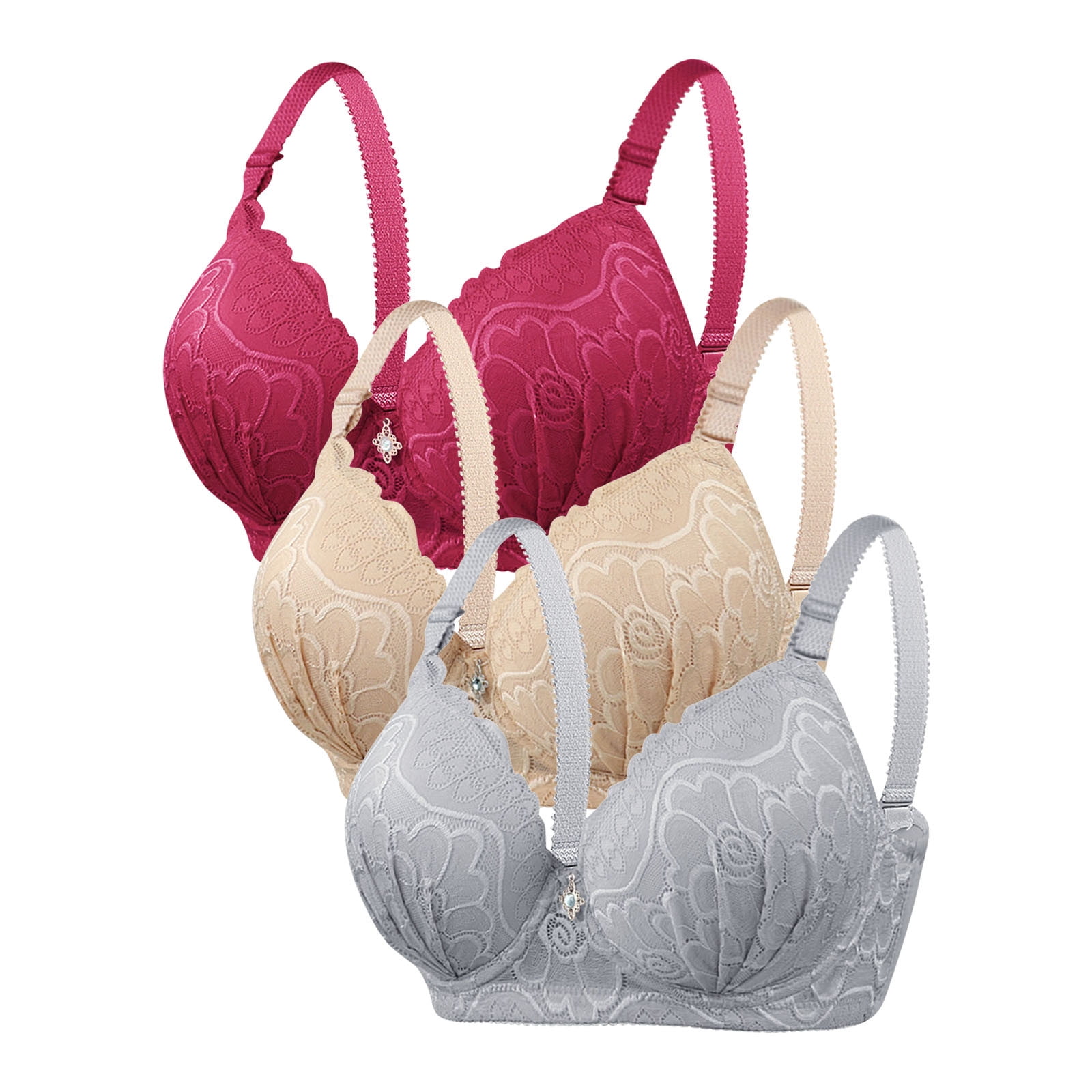 Sentmoon 3 Pieces Womens Bras Plus Size Buttery Soft Bralettes ...