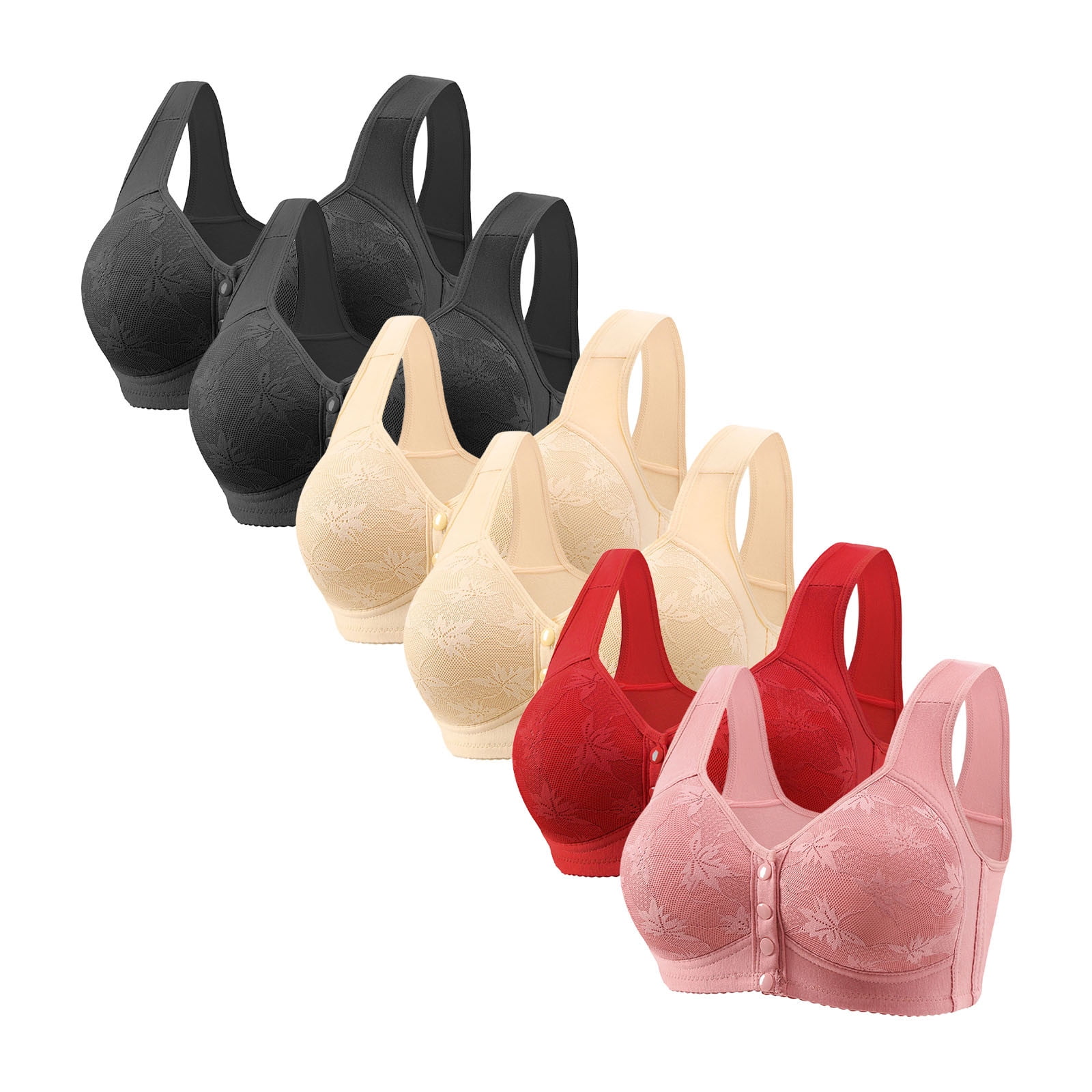 Sentmoon 6 Piece Womens Bras No Underwire Push up Nursing Bras Floral ...