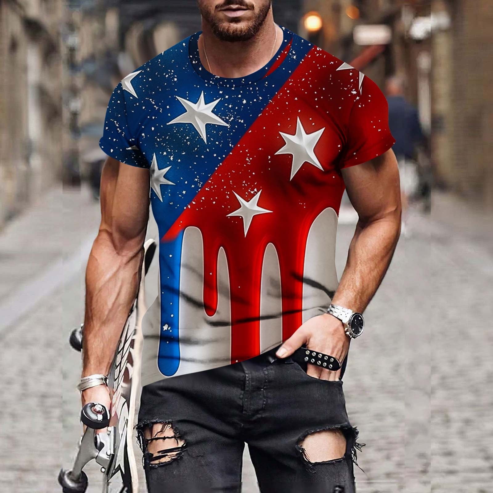 Sentmoon Blouses for Men 4th of July Print Independence Day Vacation ...