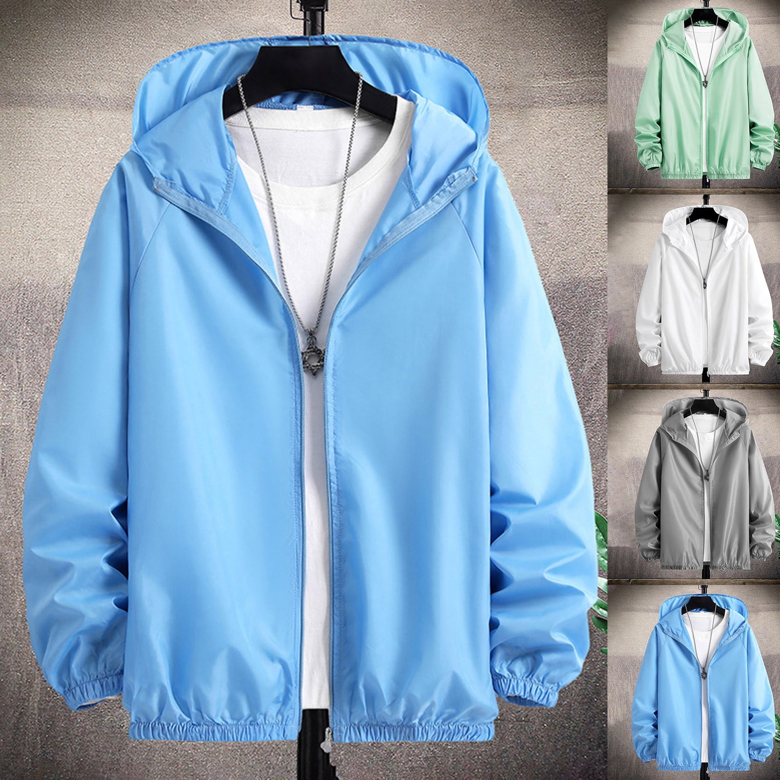 Sentmoon Boys Rashs Guard Hooded Neck Ice Silk Mens Jackets with Zipper ...