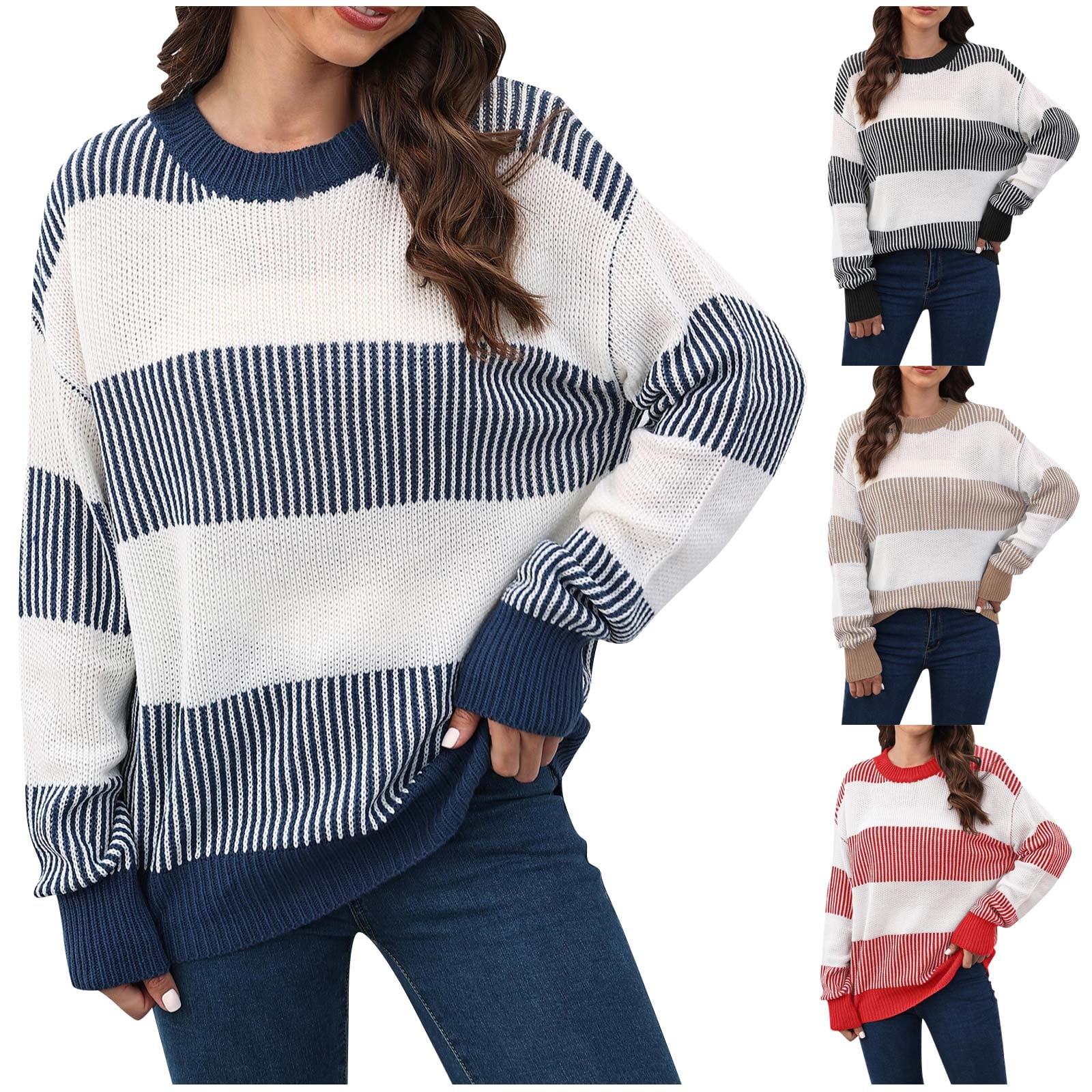 Sentmoon Cable Knit Sweater Women Long Sleeve Date Outfits Plus Size ...