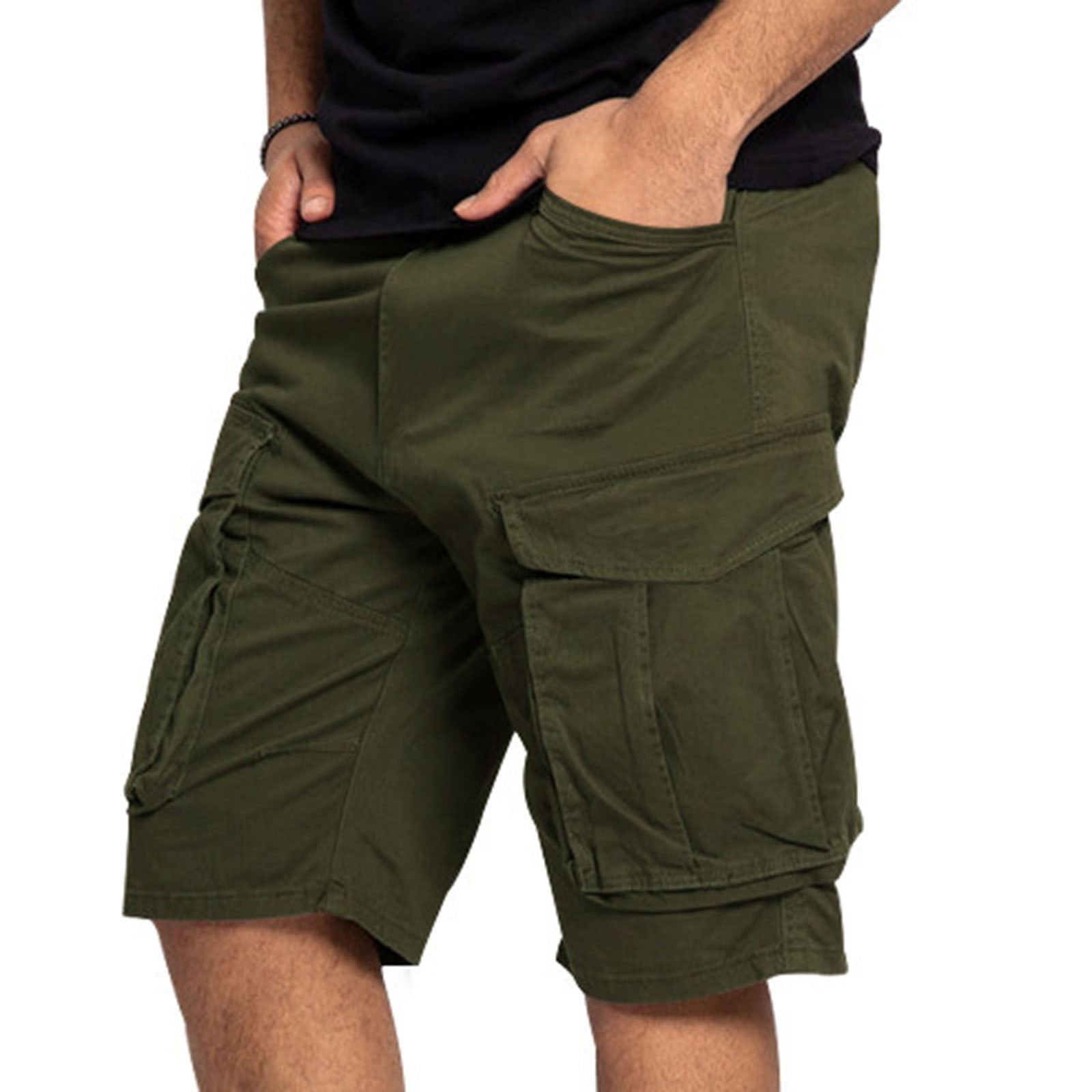 Sentmoon Cargo Shorts for Men Drawstring Elastic High Waist 2025 Summer ...