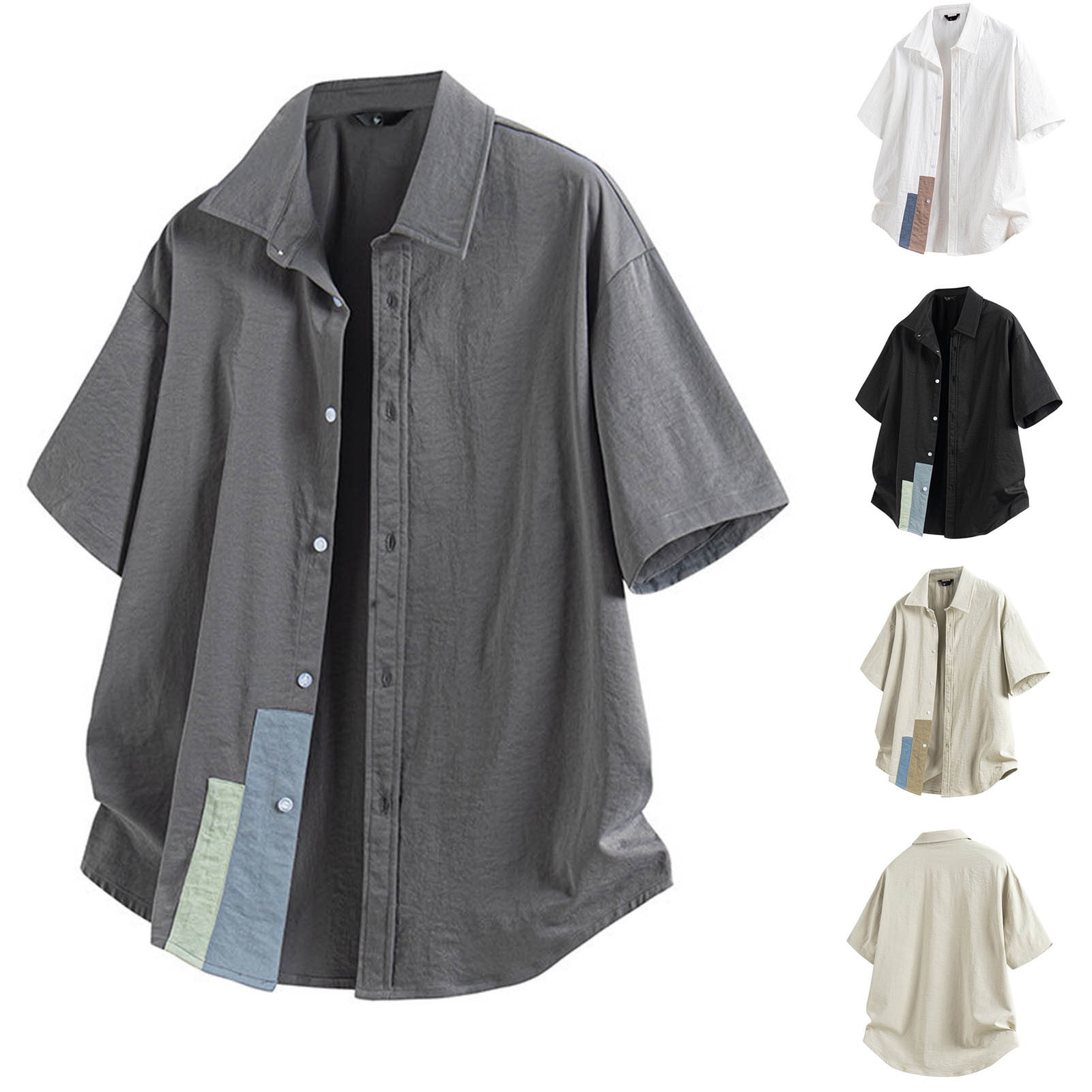 Sentmoon Casual Summer Outfits for Mens Oversized Relaxed Turndown ...