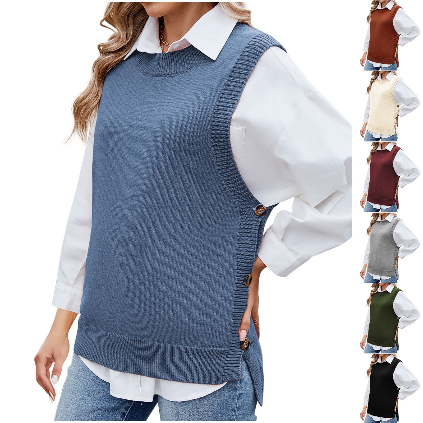 Sentmoon Cozy Sweaters for Women Round Neck Solid Color Womens Long ...