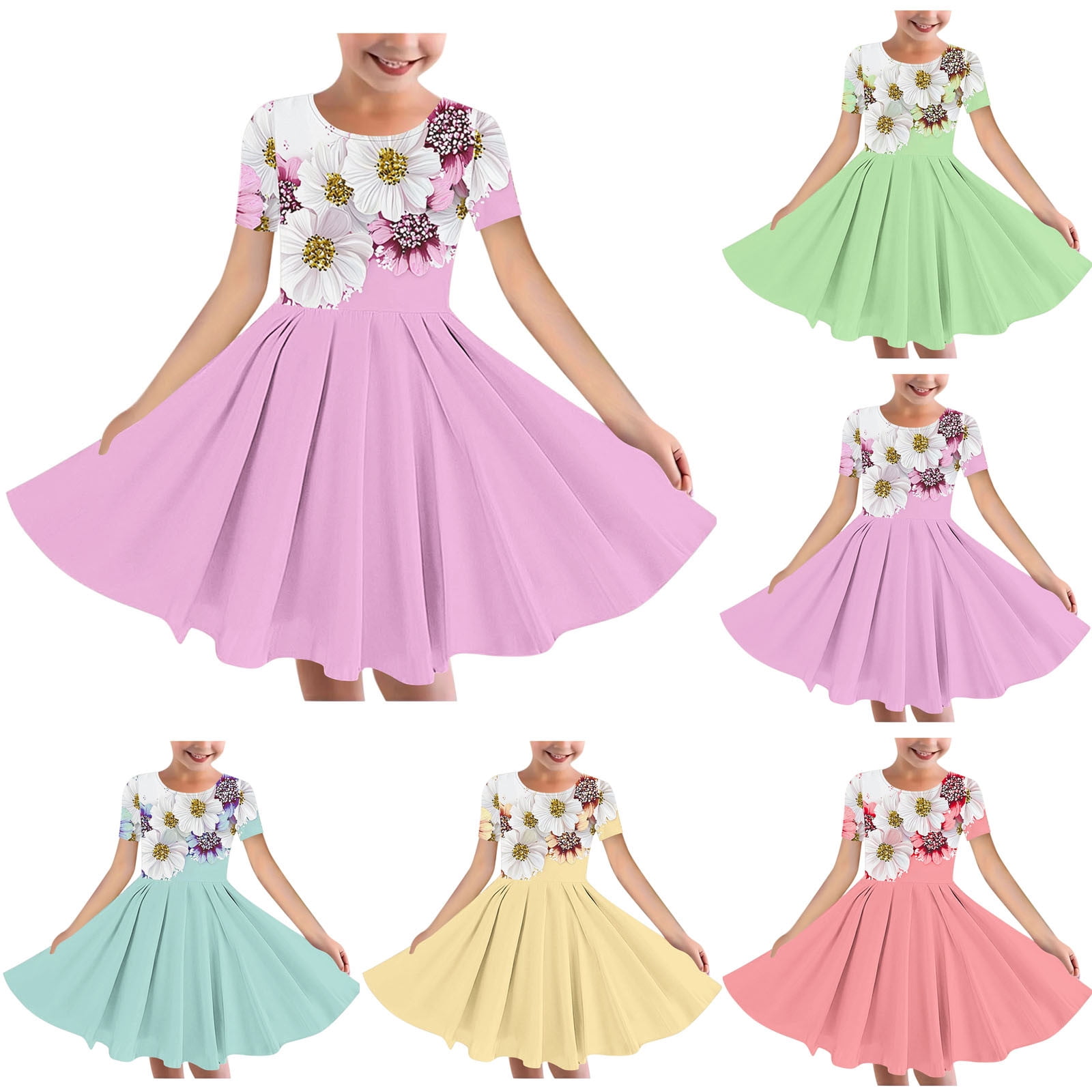 Sentmoon Dress for Girls Stylish Round Neck Girls Party Dress Loose ...
