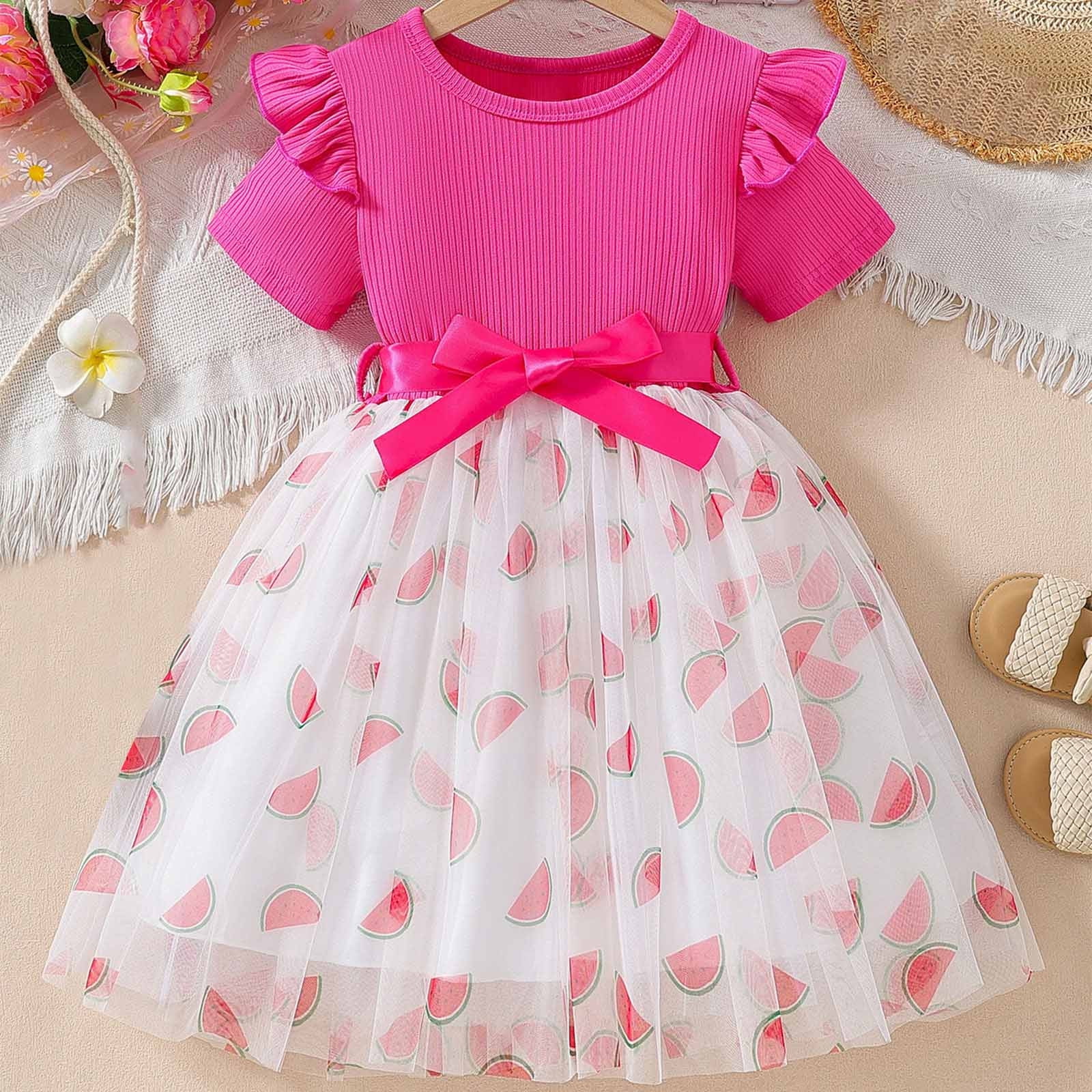 Sentmoon Dress for Girls Summer Fashion Crew Neck Formal Dresses for ...