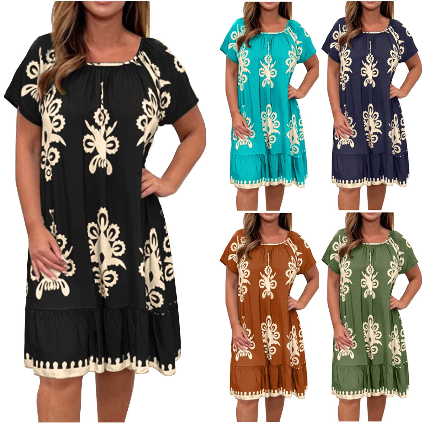 Sentmoon Dress Oversized Short Sleeve Stretchy Wedding Guest Dresses ...