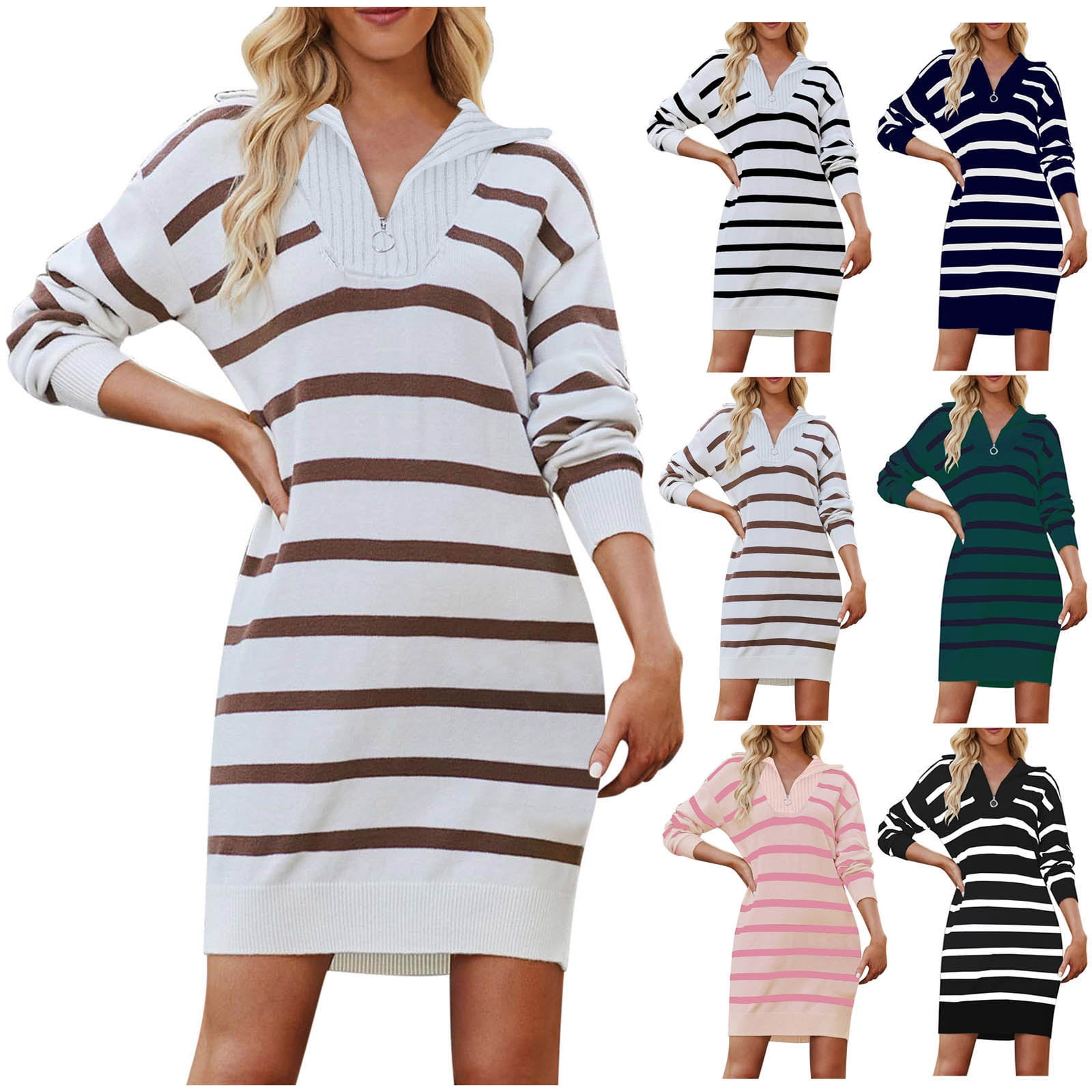 Sentmoon Fall Dress V Neck Lightweight and Warm Knitted Long Sleeve ...