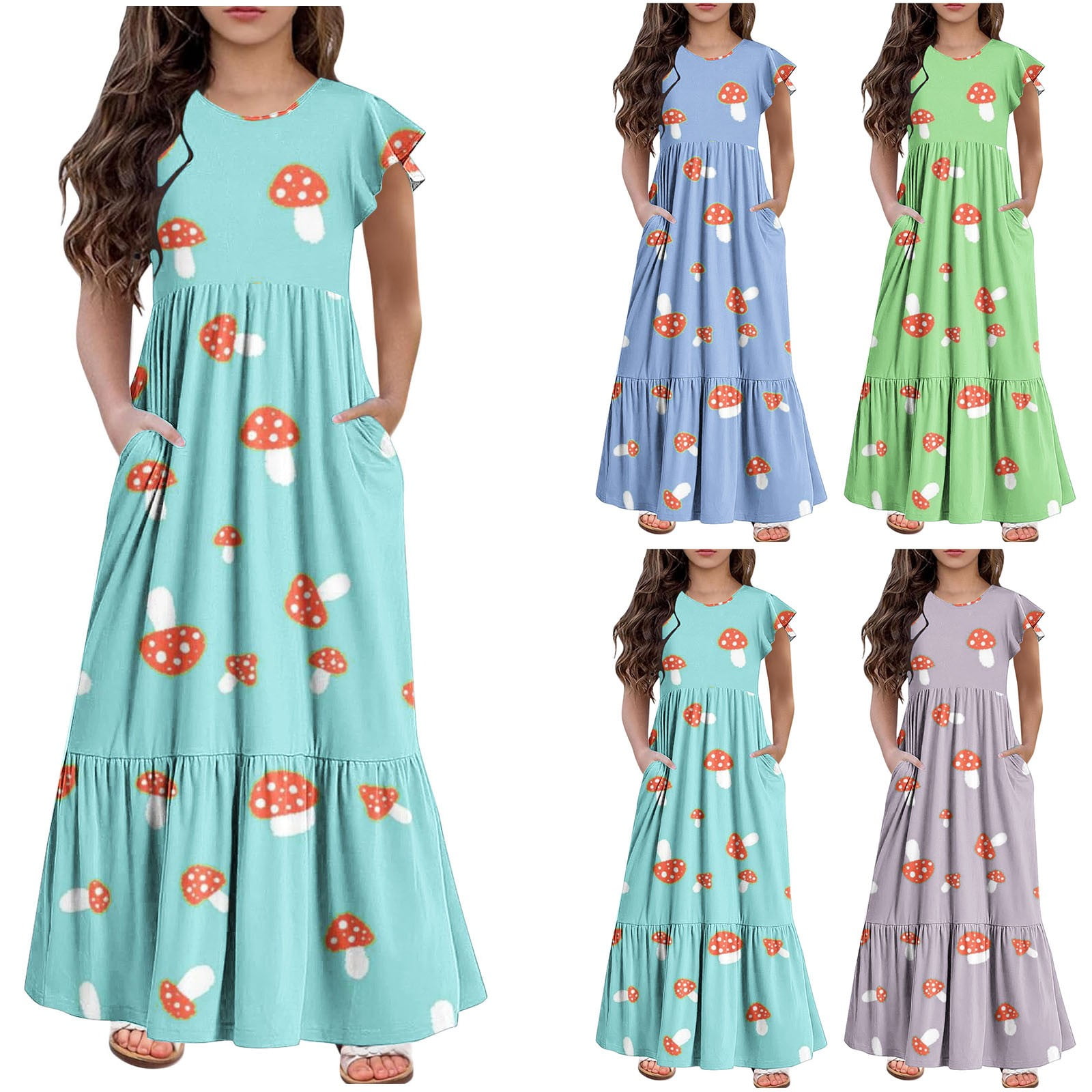 Sentmoon Girl Dresses Size 10-12 Active Round Neck Toddler Girl Summer ...