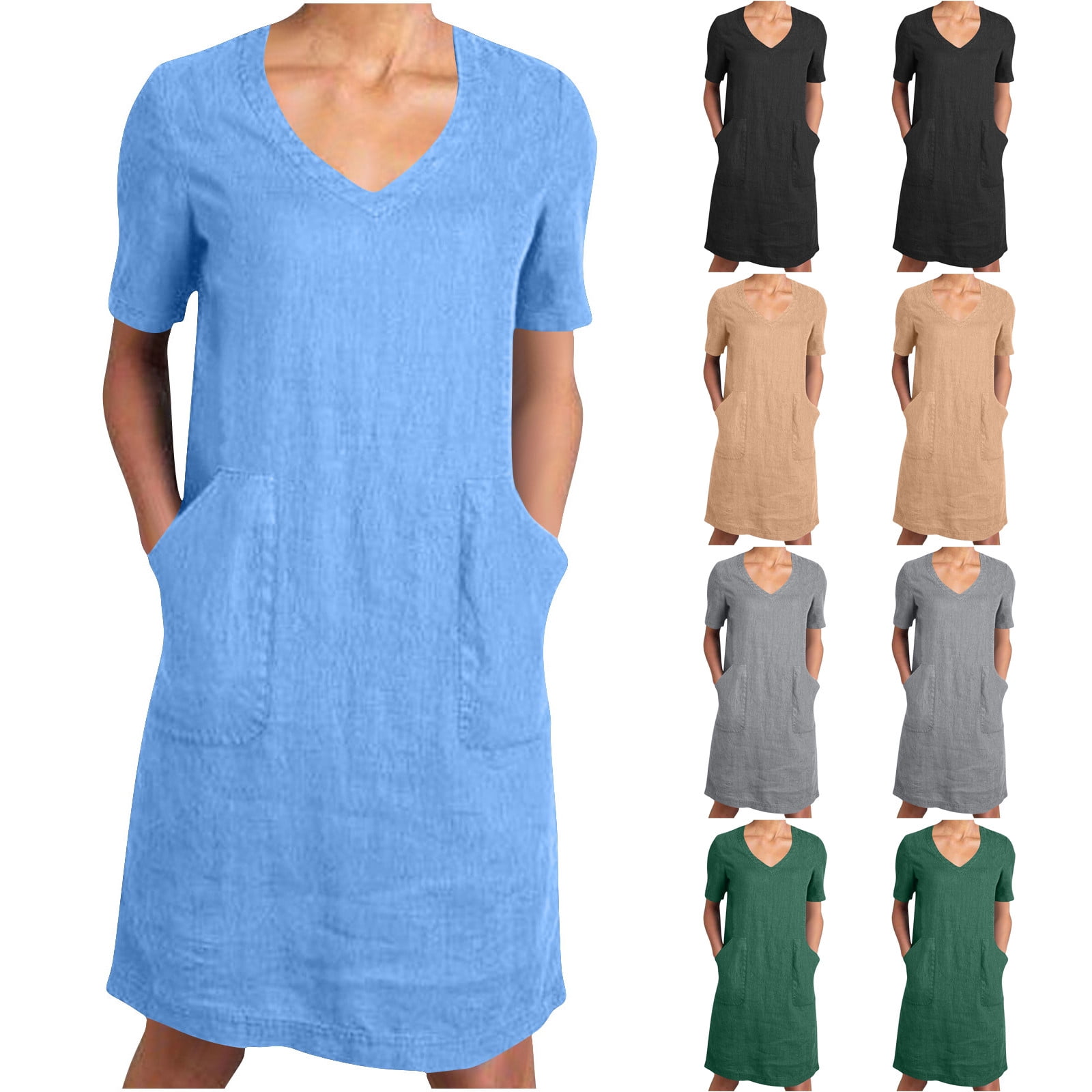 Sentmoon Graduation Dresses Oversized Short Sleeve Breathable Linen ...