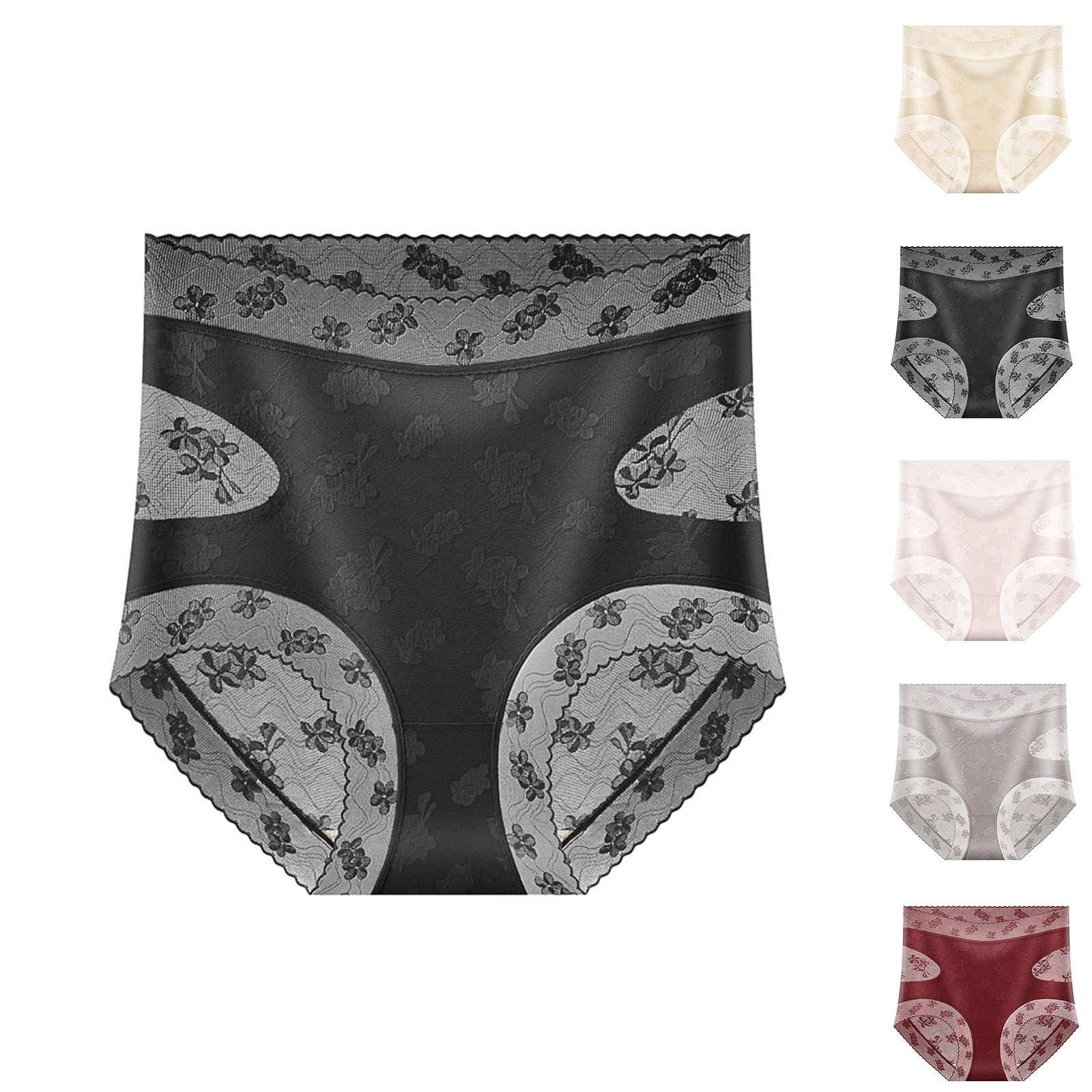 Sentmoon Lace Panties for Women Plus Size High Waist Breathable Seamless Womens Underwear No ...