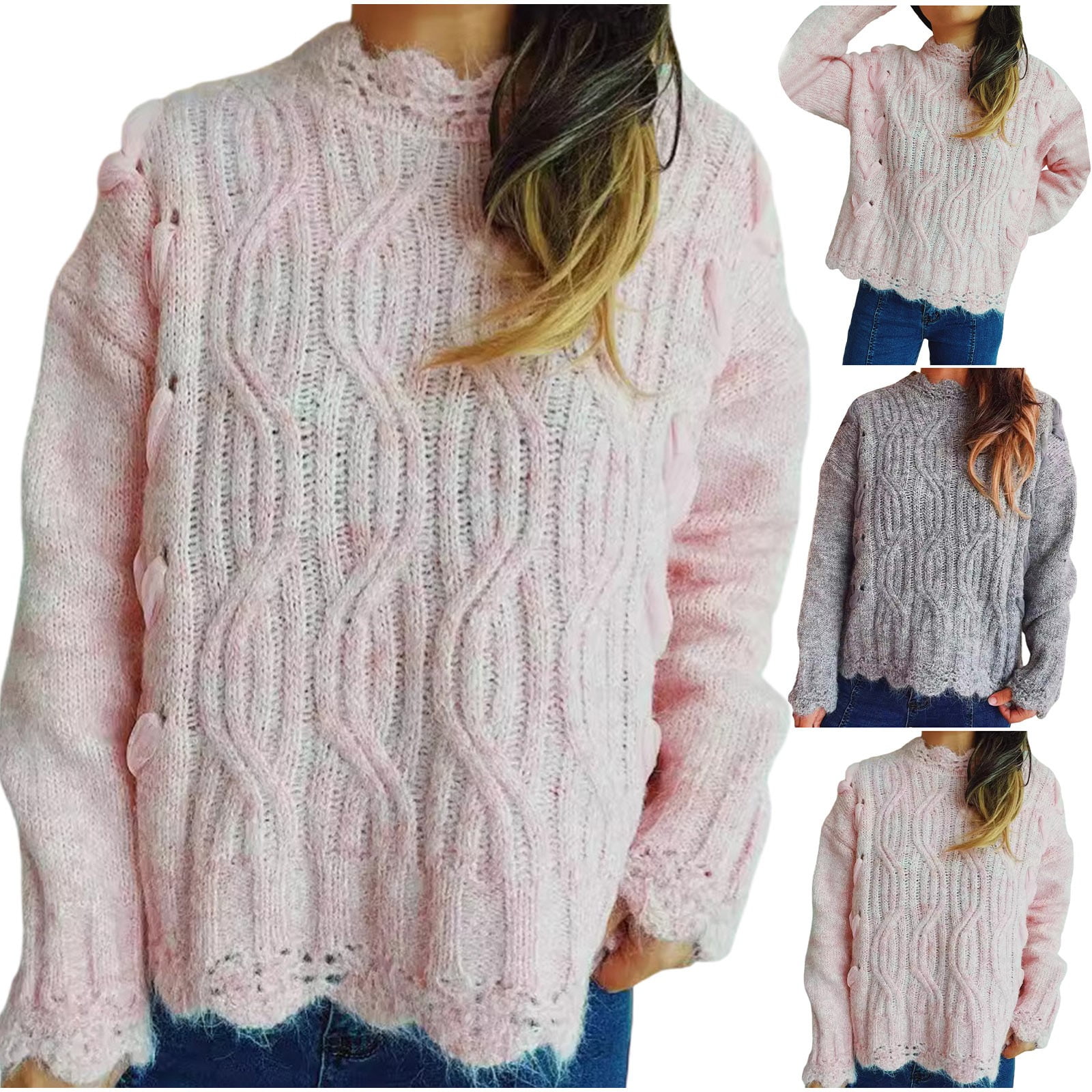 Sentmoon Lightweight Sweaters for Women Crew Neck Long Sleeve Solid ...