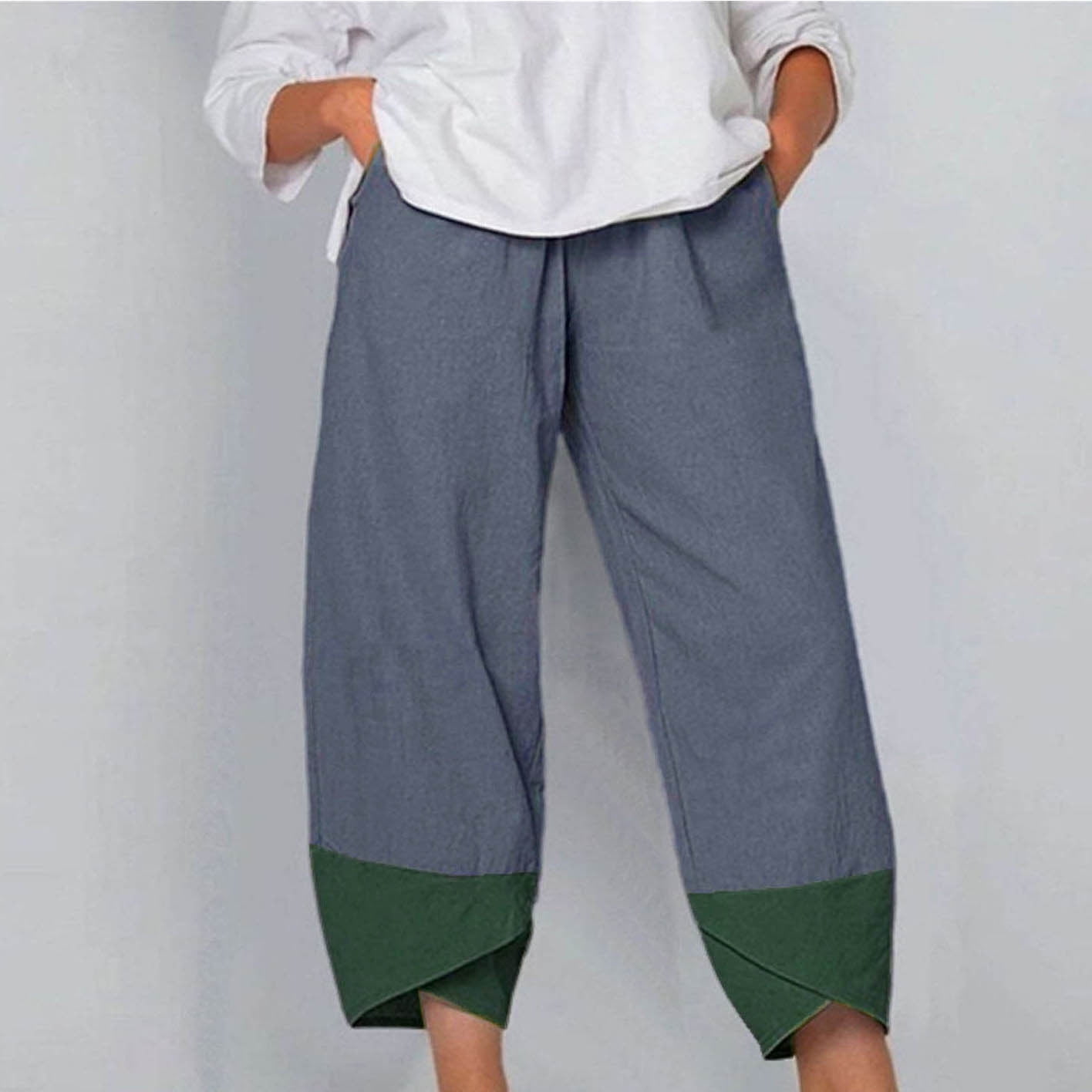 Sentmoon Linen Pants Women Elastic High Waist Summer Baggy Pants ...