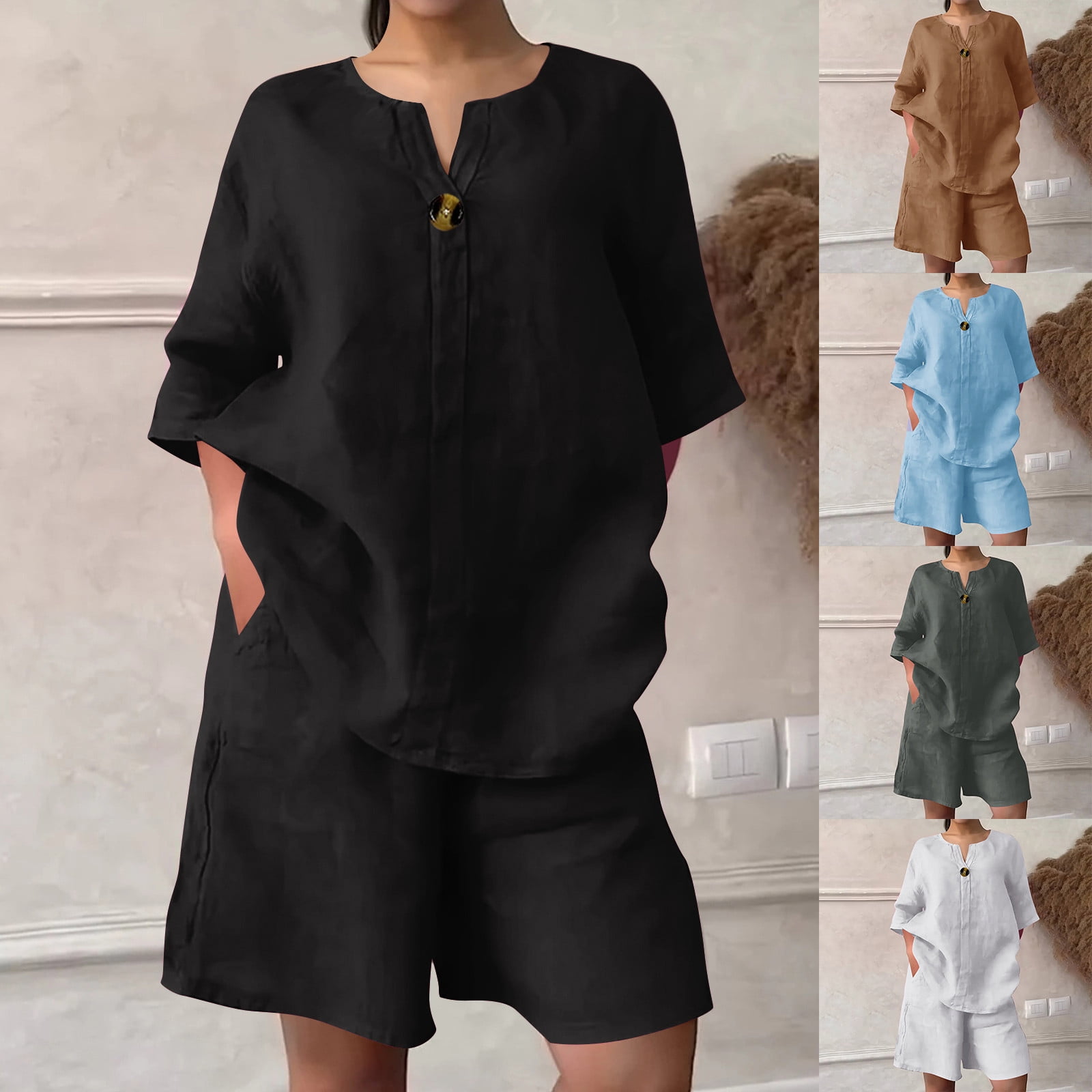 Sentmoon Linen Sets for Women 2 Piece Linen Tops for Women and Board ...