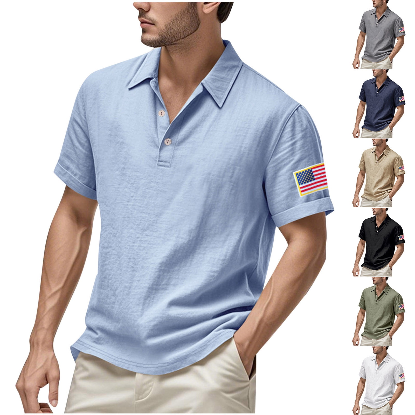 Sentmoon Linen Tops for Men Oversized Relaxed Turndown Collar Short ...