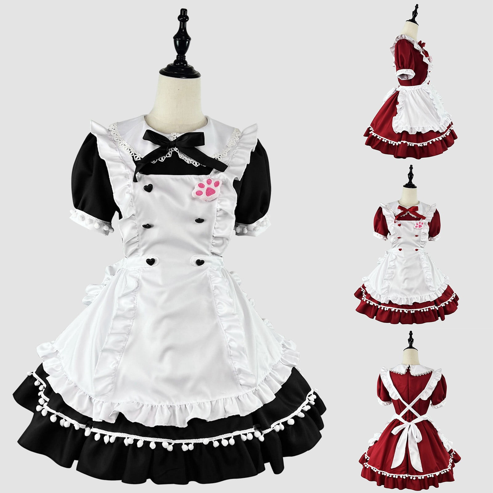 Sentmoon Maid Dress Plus Size Short Sleeve Wedding Guest Dress Summer ...