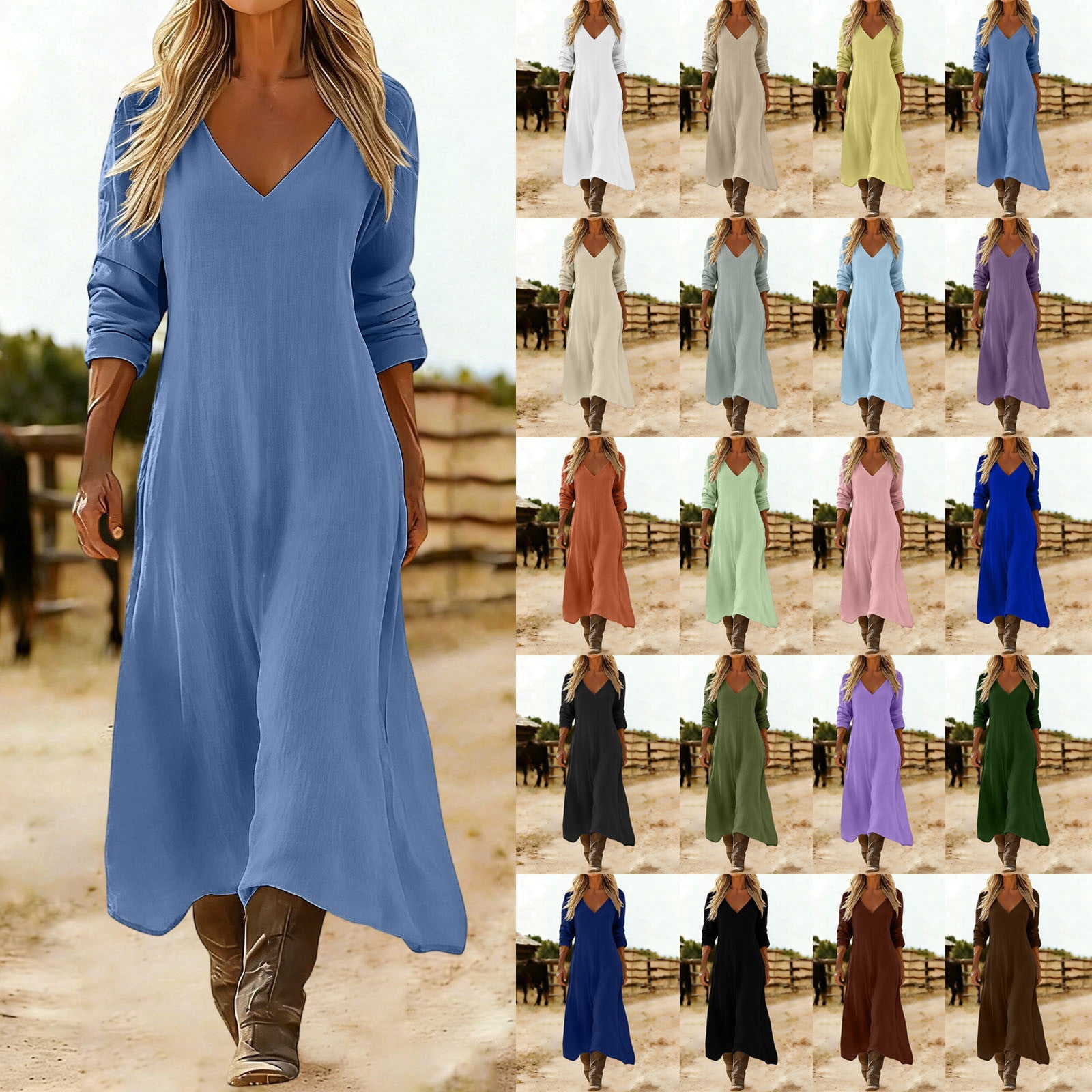 Sentmoon Maxi Dresses for Women 2026 Summer Dresses Regular Fit Solid ...