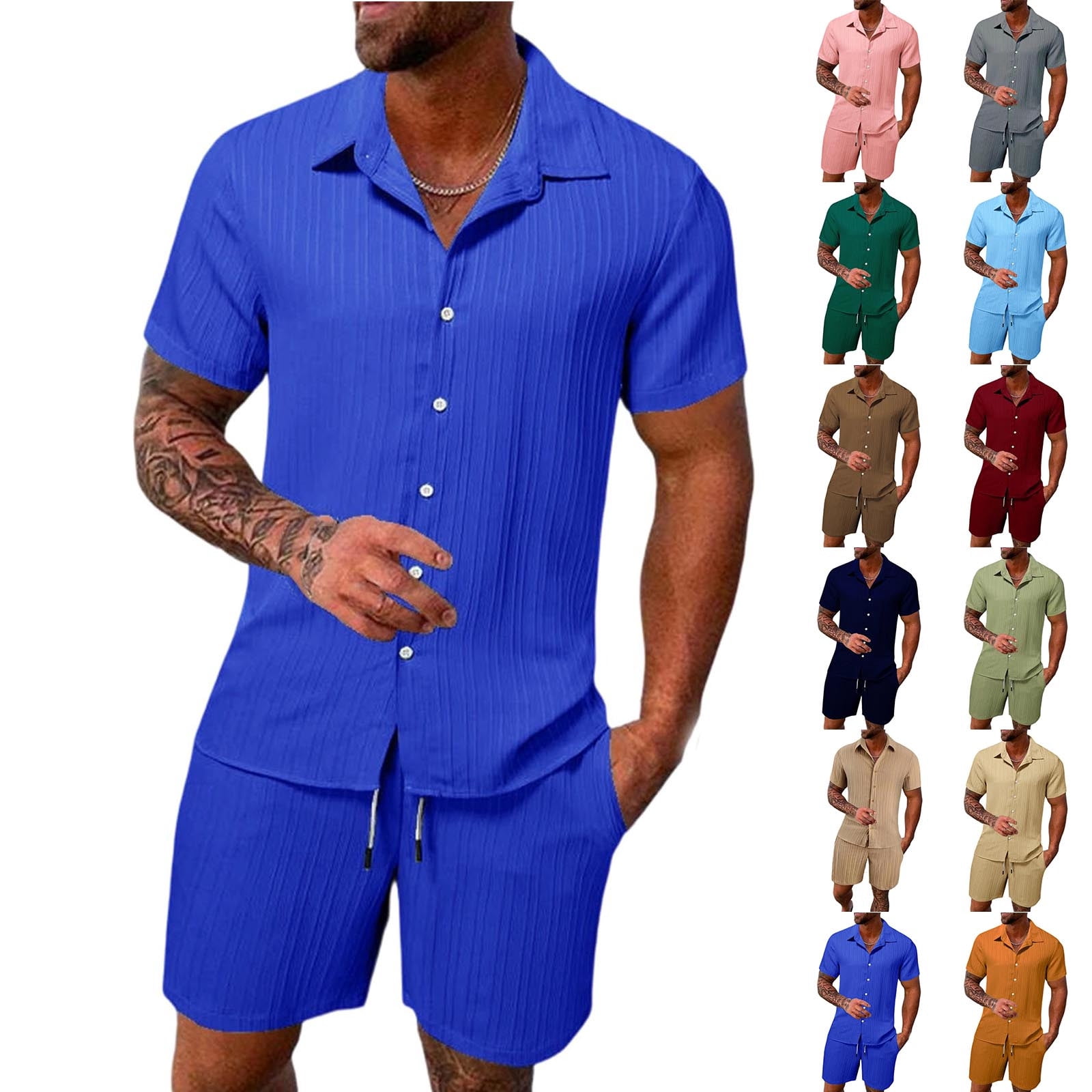 Sentmoon Men Beach Outfits Sets Mens T Shirt and Shorts Short Sleeve ...