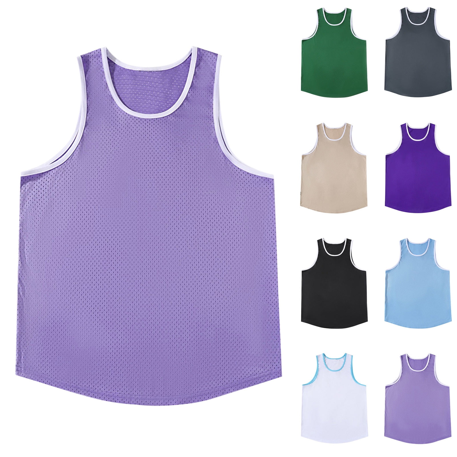 Sentmoon Men Tank Tops Summer Sleeveless Crew Neck Clothes Solid Color ...
