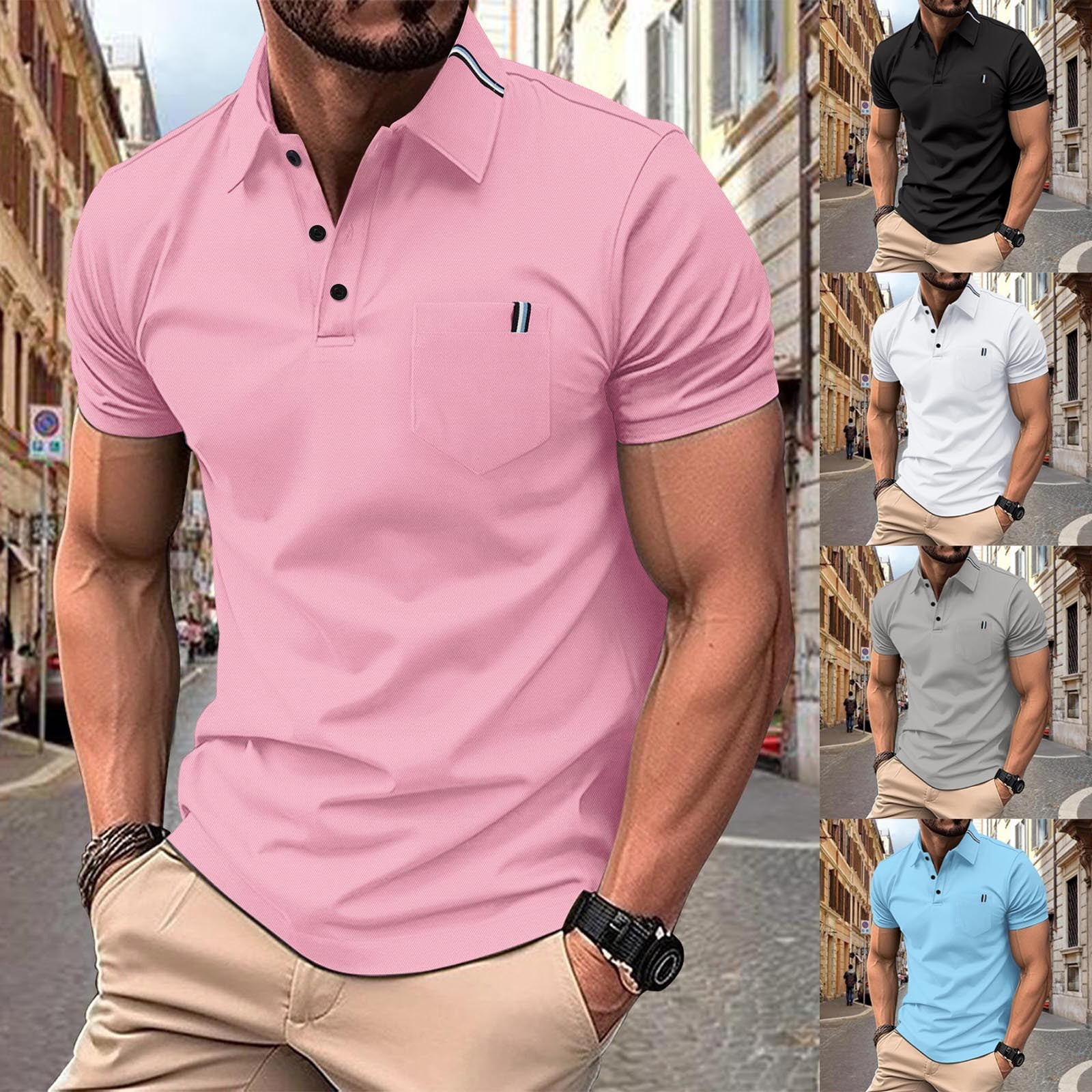 Sentmoon Mens Dressy Tops Oversized Relaxed Turndown Collar Short ...