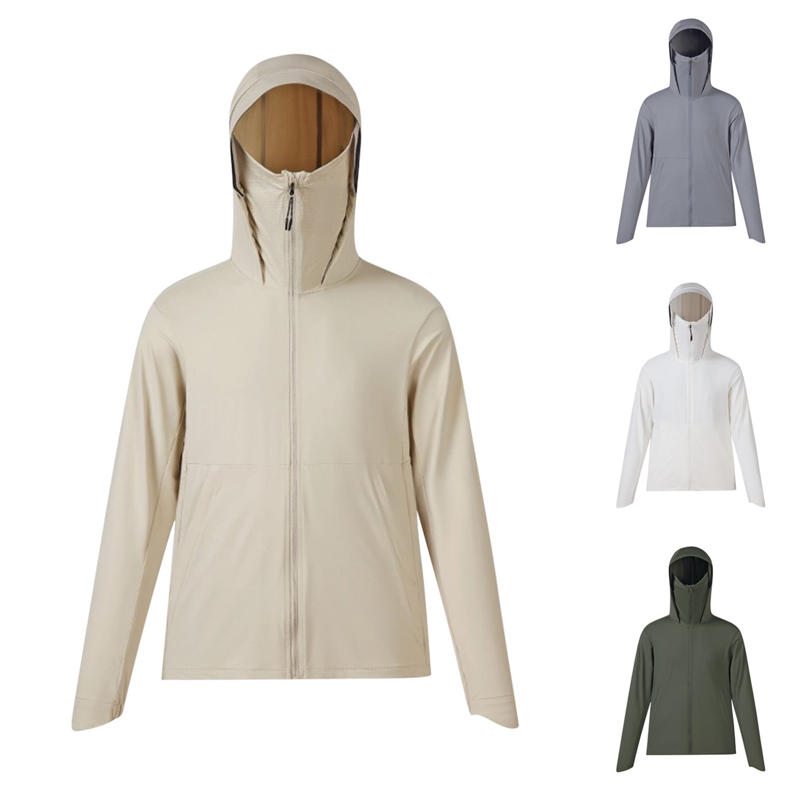 Sentmoon Mens Long Sleeve Sun Protection Shirts Hooded Neck Mens ...