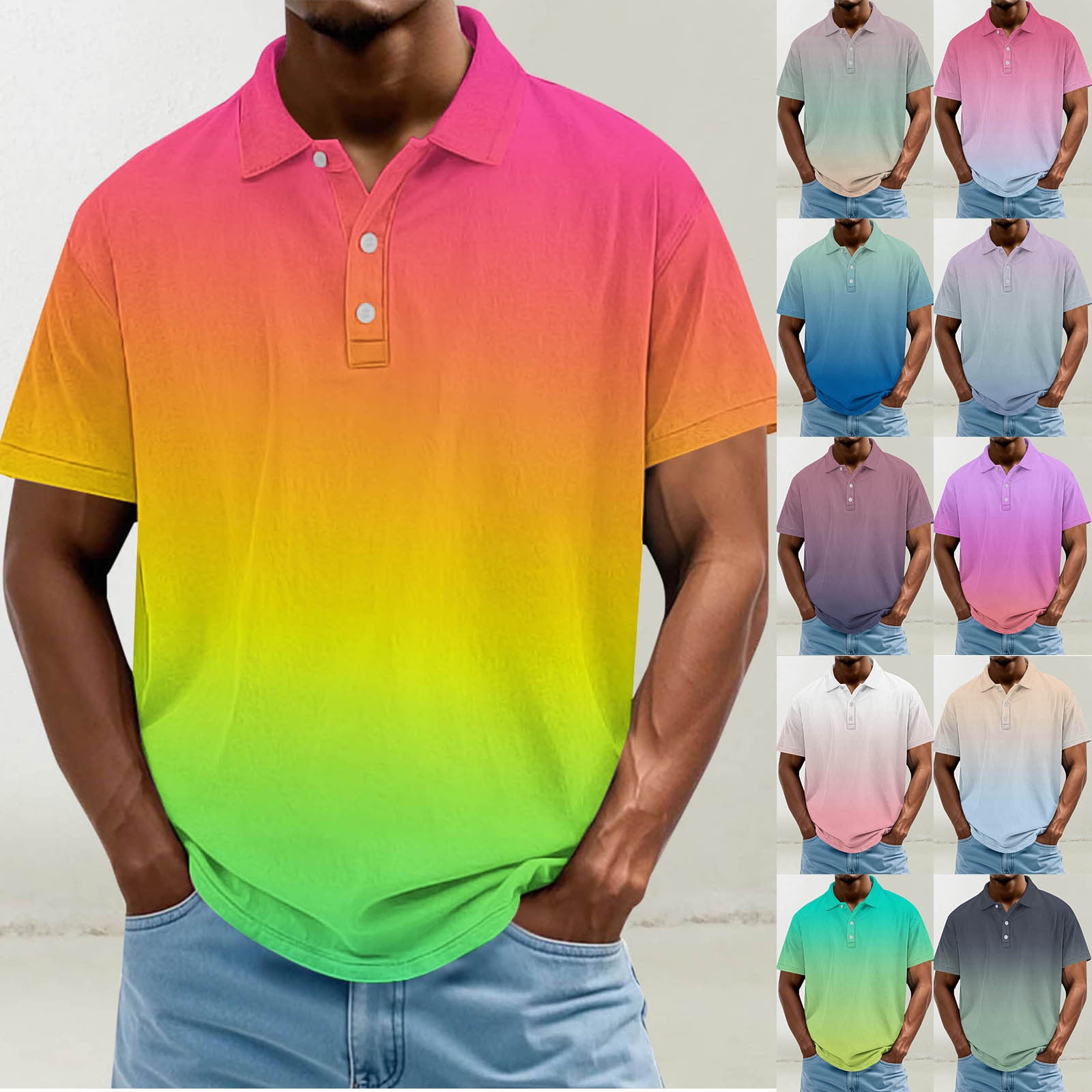 Sentmoon Mens's Tops Casual Oversized Relaxed Turndown Collar Short ...