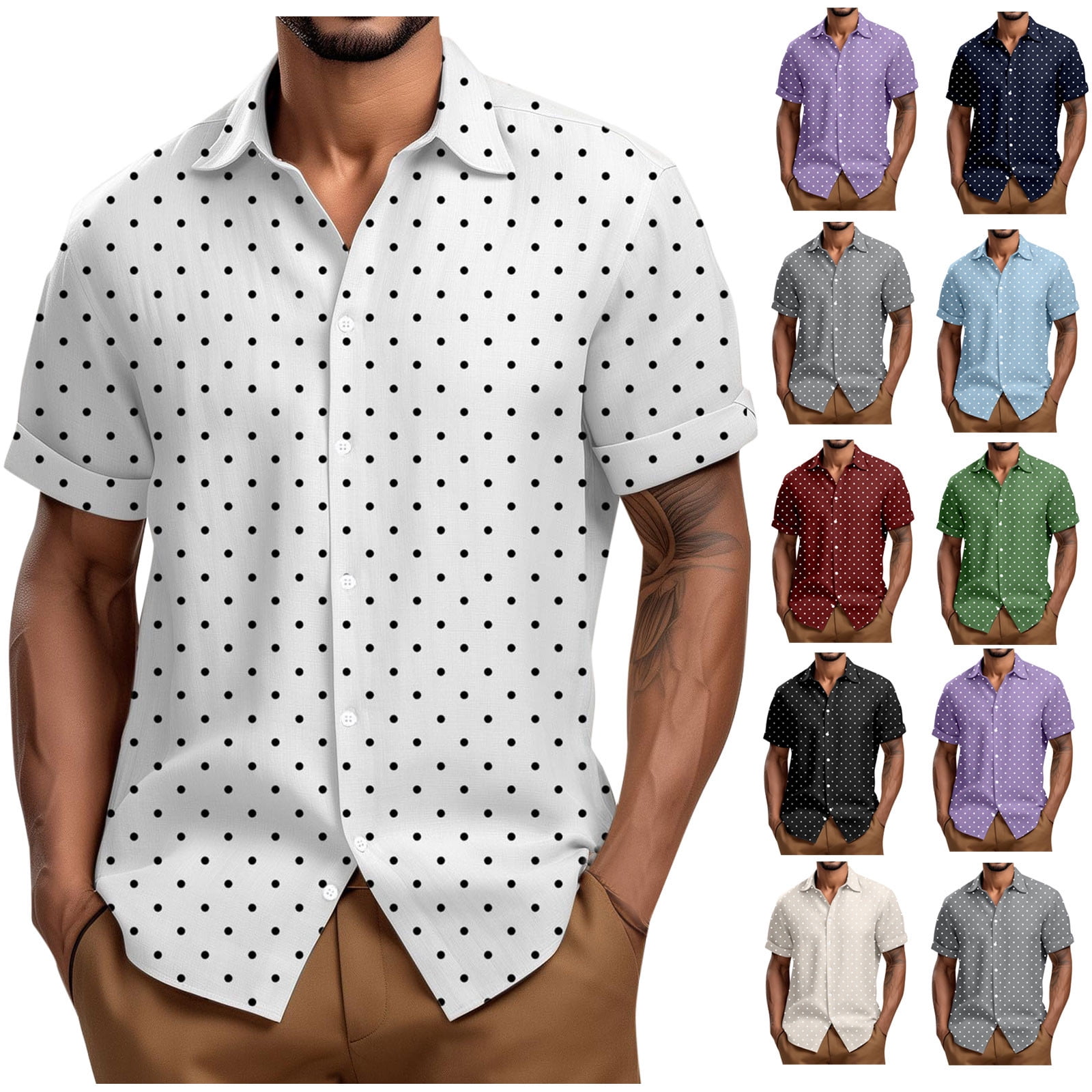 Sentmoon Mens's Travel Outfits Oversized Relaxed Turndown Collar Short ...