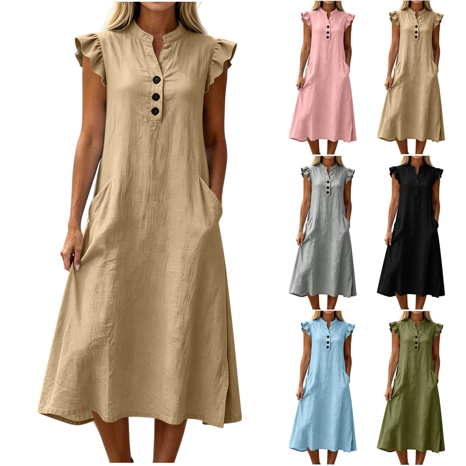 Sentmoon Modest Dresses for Women Boho Maxi Dress with Pockets Regular ...