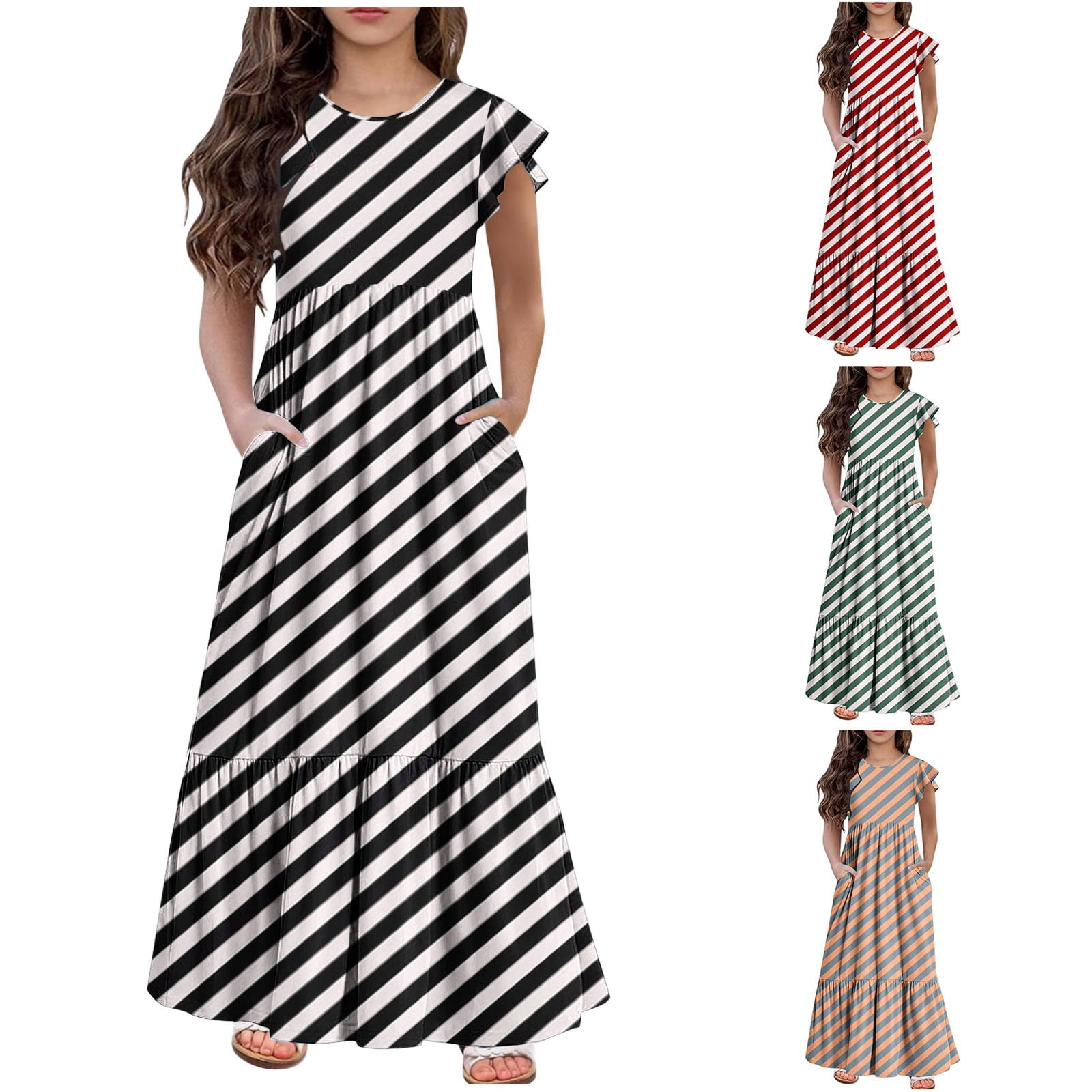 Sentmoon Party Dress for Girls Active Round Neck Girls Summer Dresses ...