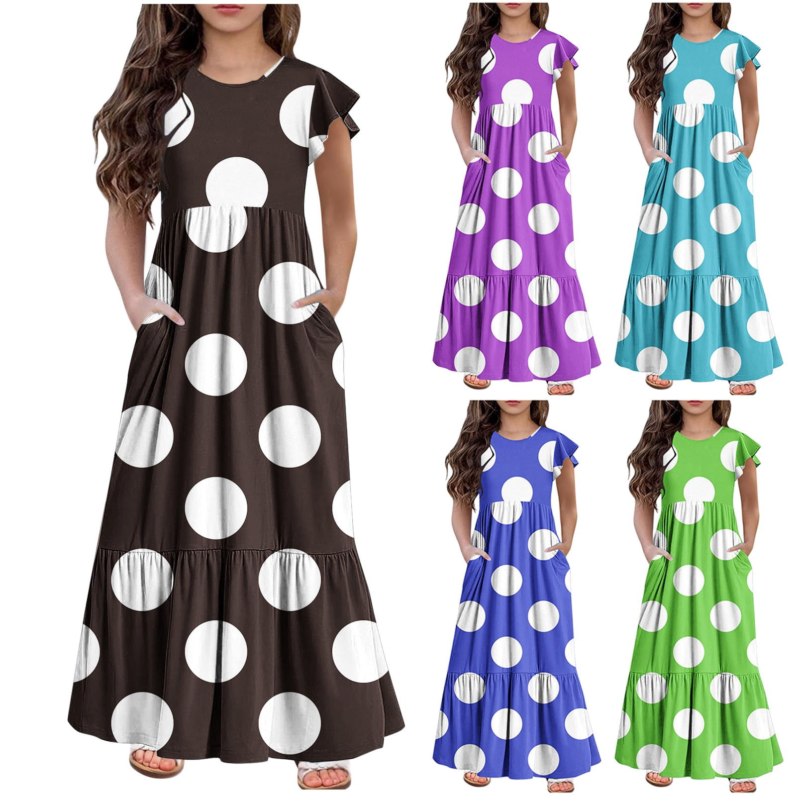 Sentmoon Party Dress for Girls Summer Stylish Crew Neck Little Girl ...
