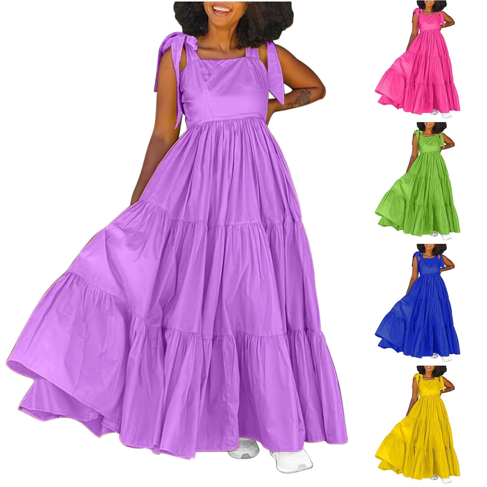 Sentmoon Plus Size Spring Dress Wedding Bow Stretchy Regular Fit Womens ...