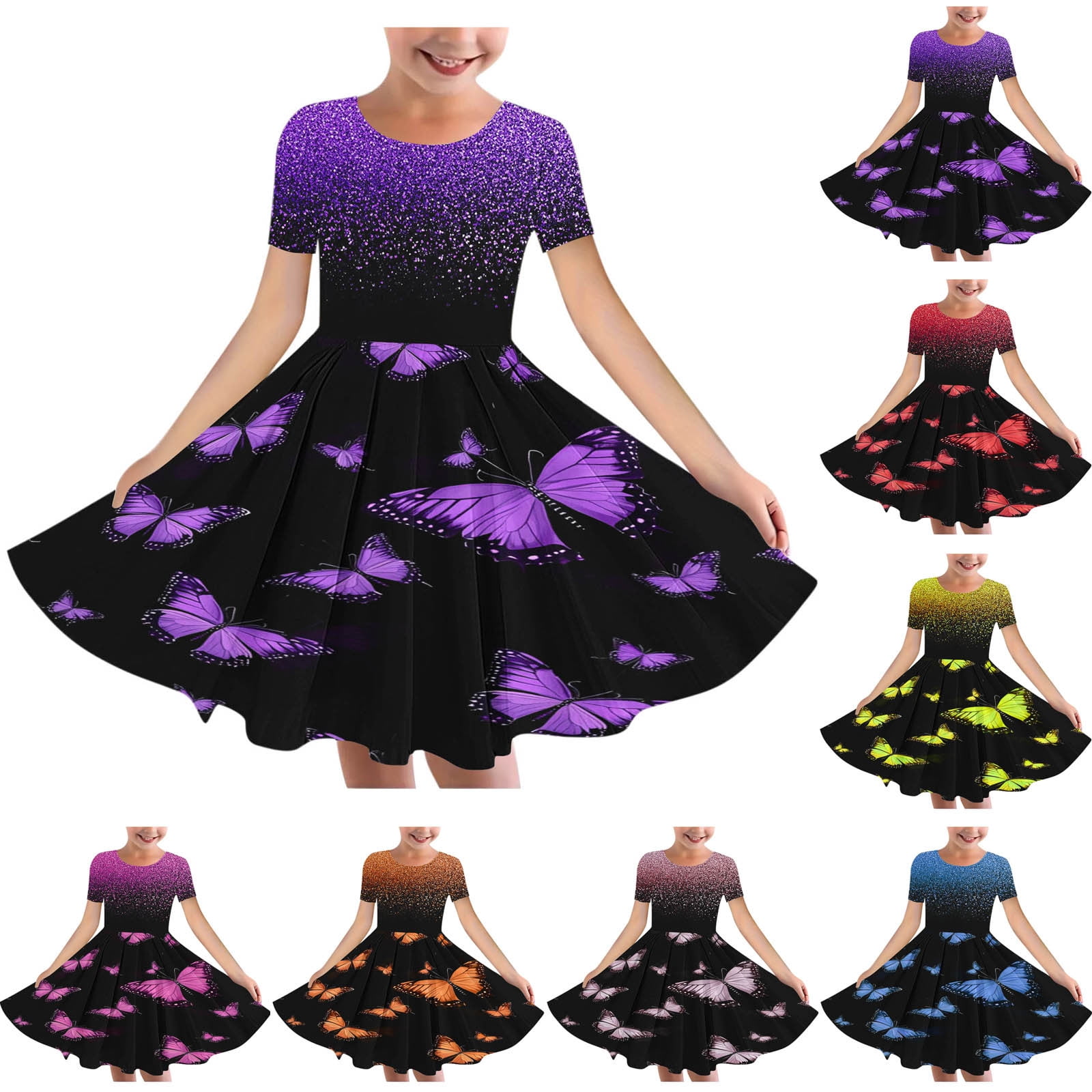 Sentmoon Princess Dress Summer Stylish Crew Neck Cute Clothes for Girls ...