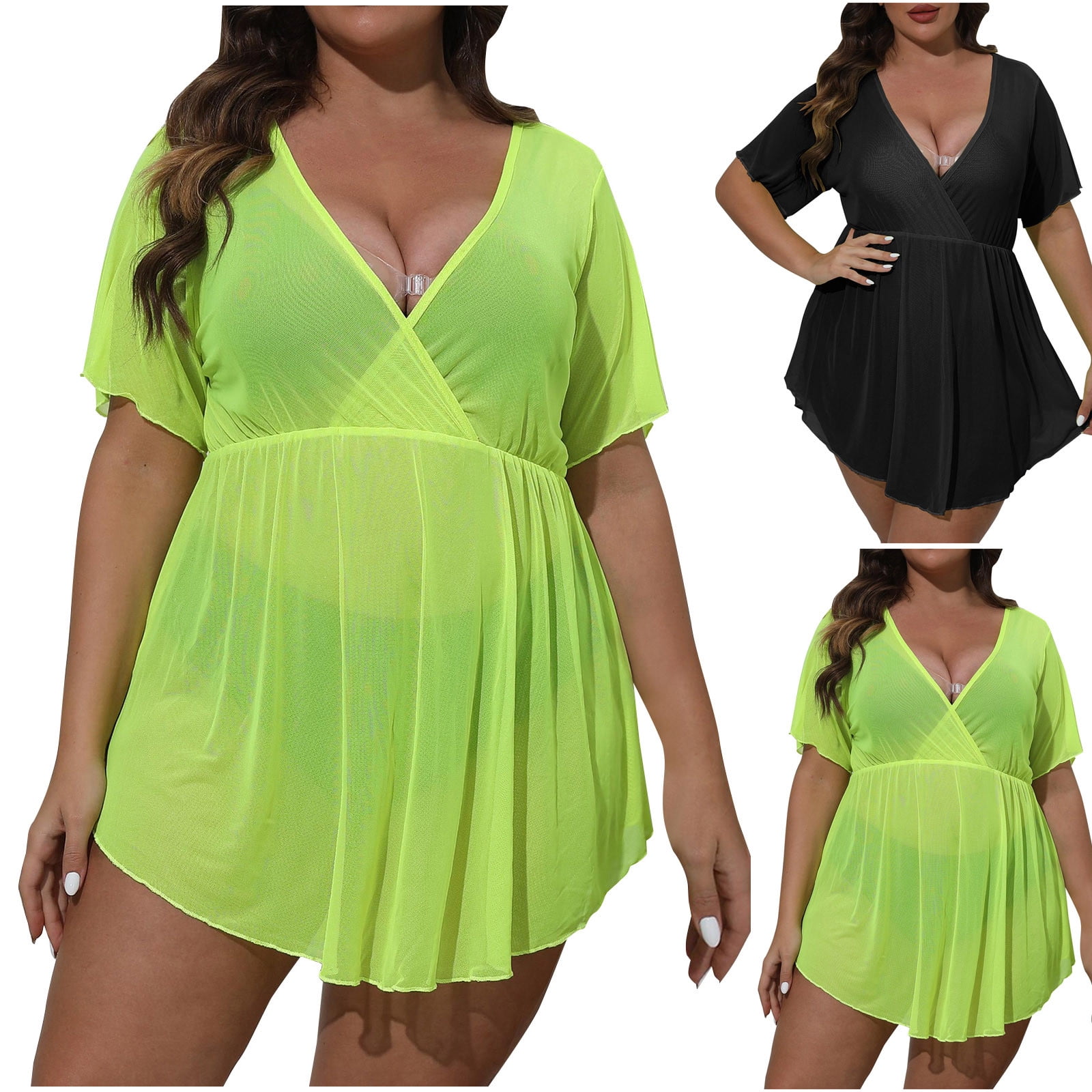 Sentmoon Prom Dress Oversized Short Sleeve Womens Summer Dress with Print Loose Irregular V Neck ...